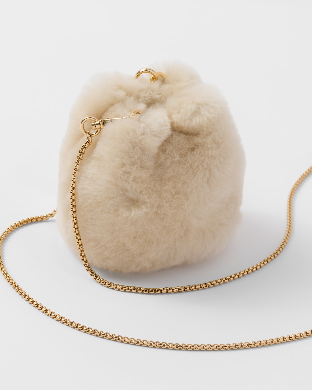 Ecru Shearling Mini-pouch | PRADA