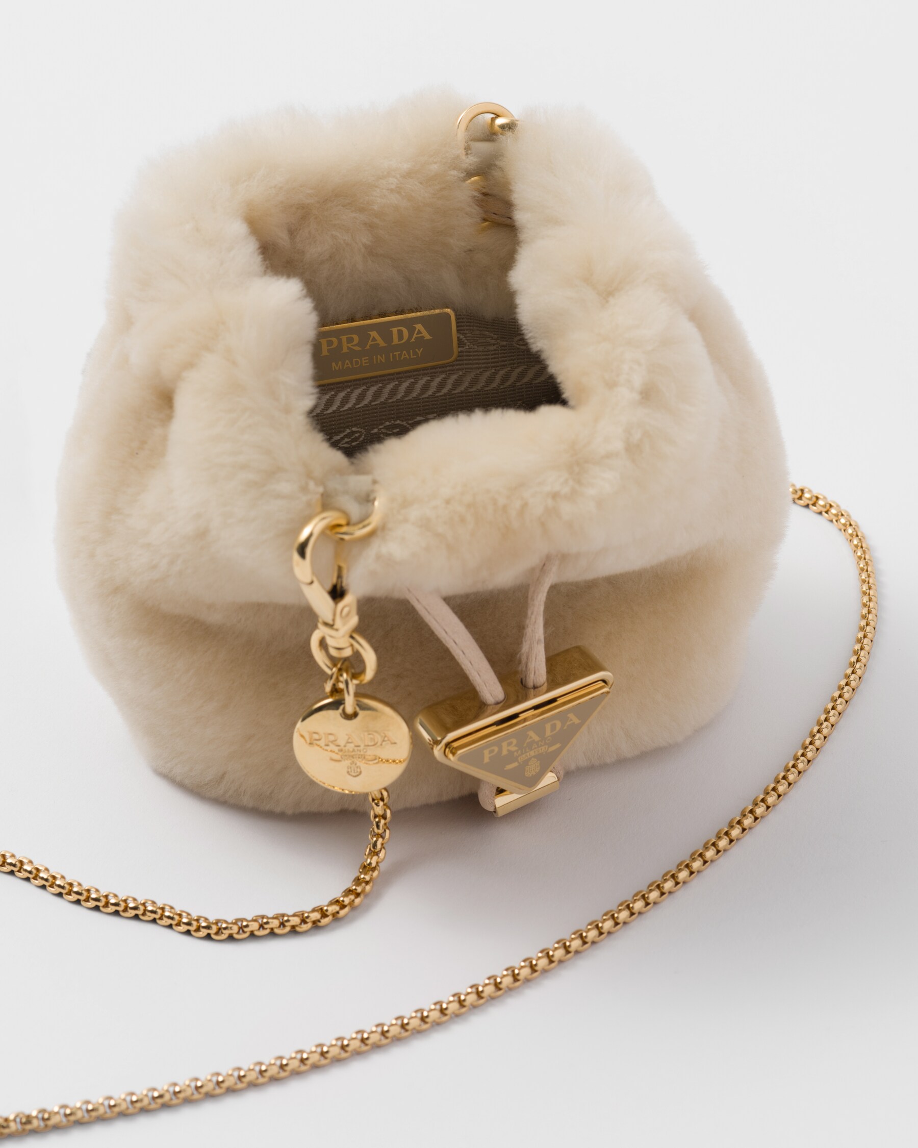 Ecru Shearling Mini-pouch | PRADA