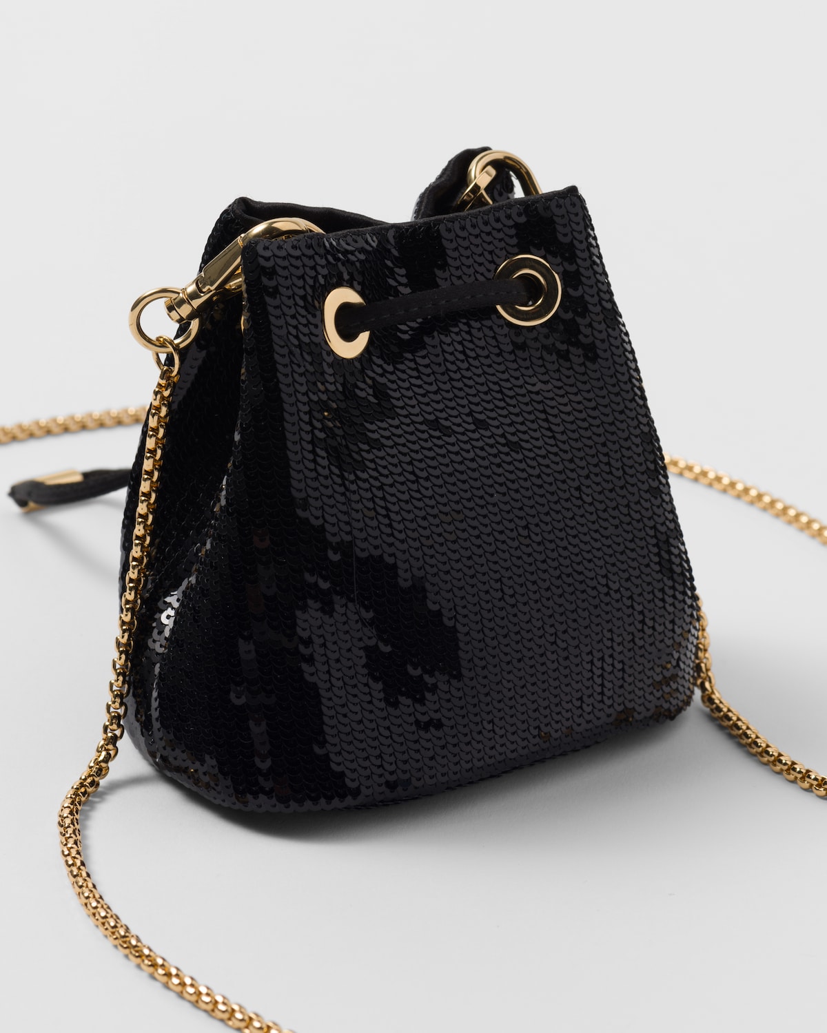 Black Sequined Satin Mini-pouch | PRADA