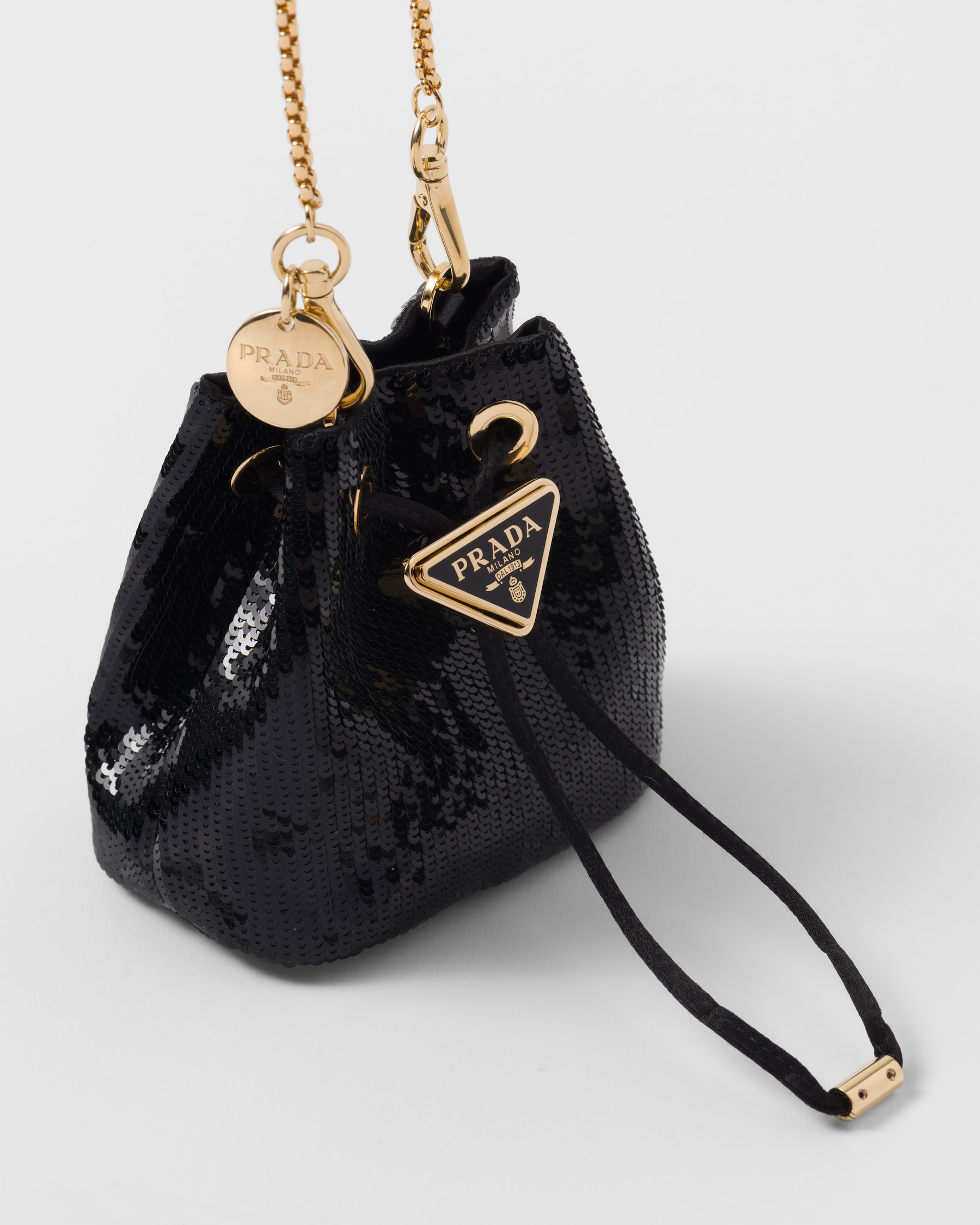 Black Sequined Satin Mini-pouch | PRADA