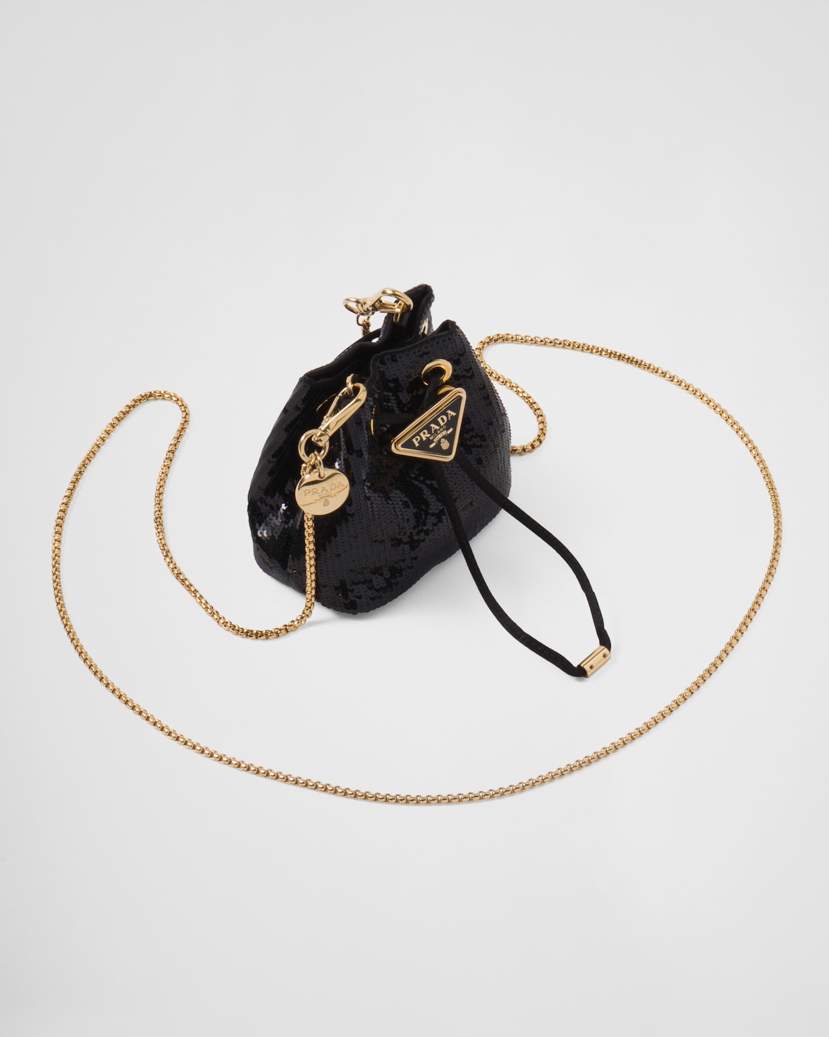 Black Sequined Satin Mini-pouch | PRADA