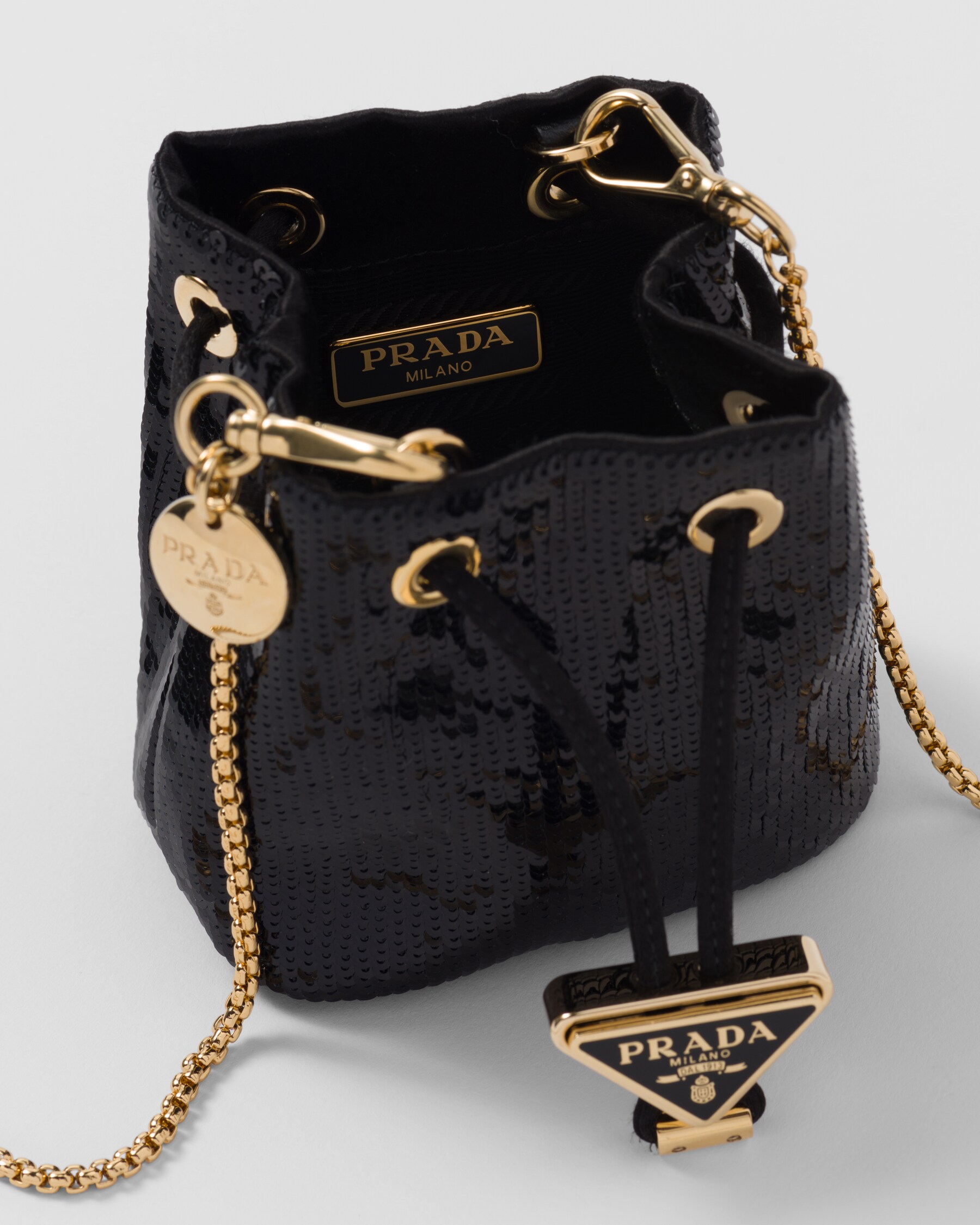 Black Sequined Satin Mini-pouch | PRADA