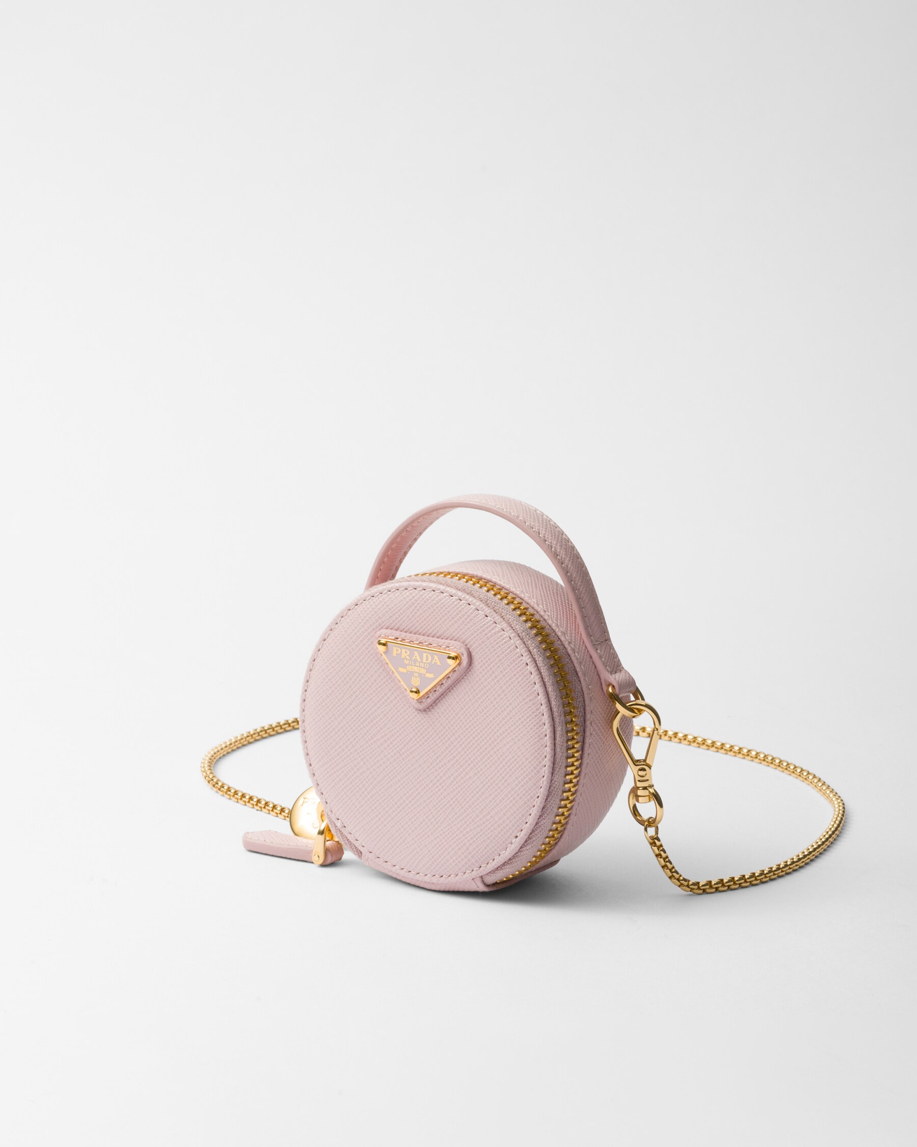 Alabaster Pink Saffiano Leather Mini-pouch | PRADA