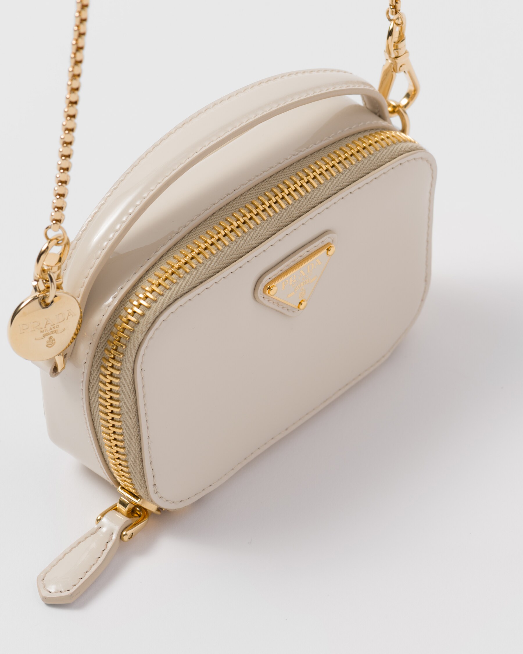 Ivory Patent Leather Mini-pouch | PRADA