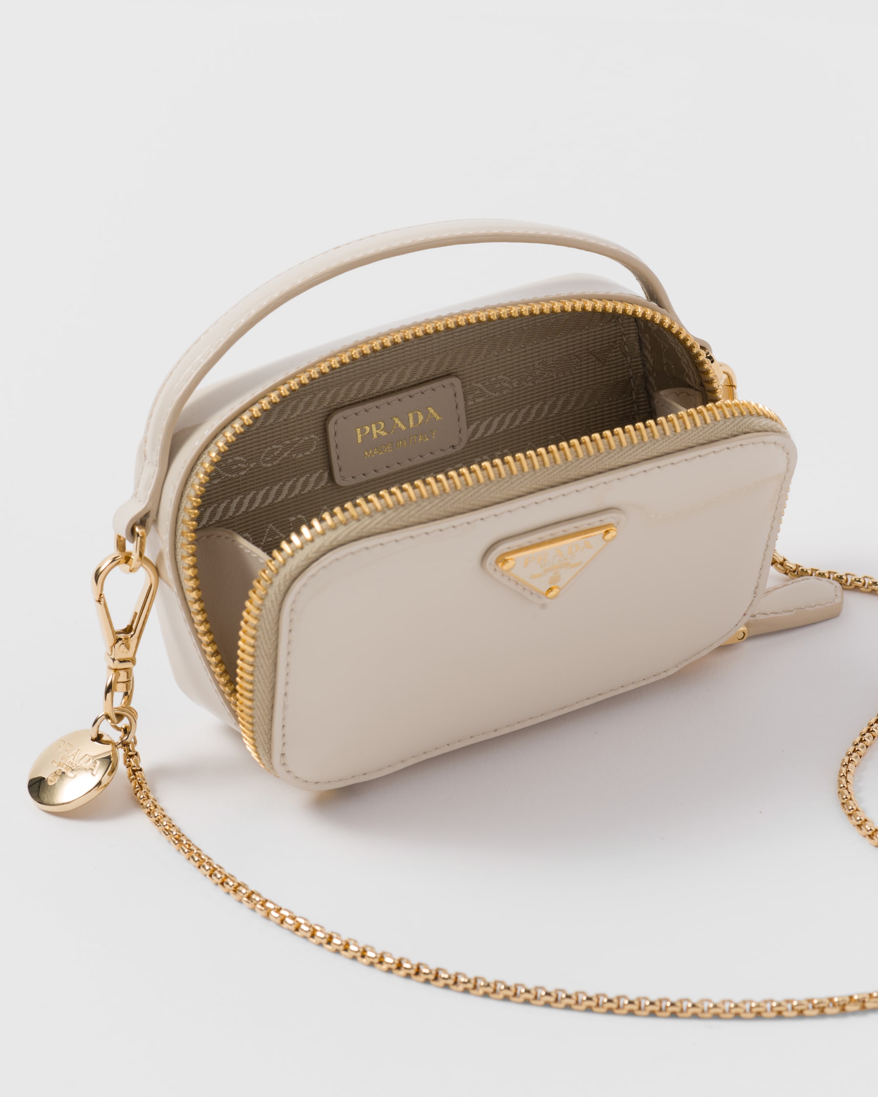 Ivory Patent Leather Mini-pouch | PRADA