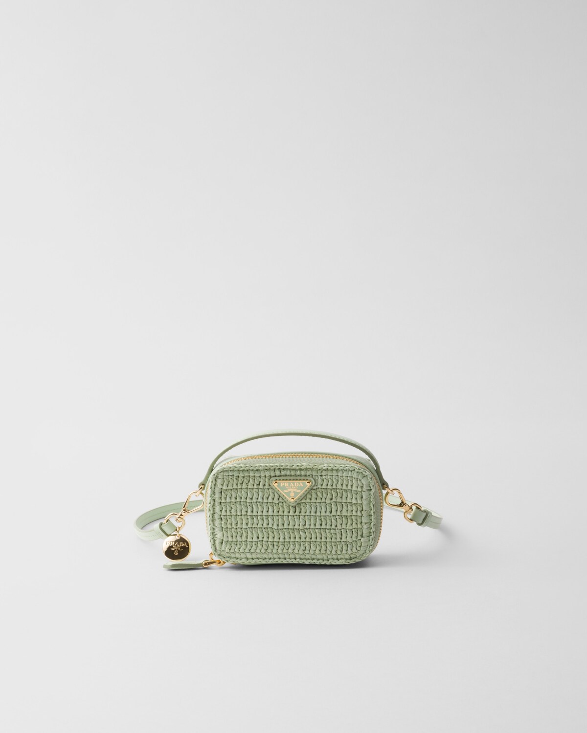 Aqua Crochet And Leather Mini-pouch | PRADA