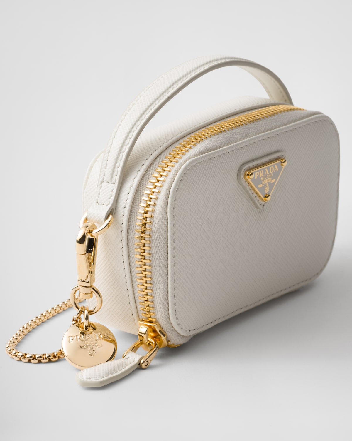 White Saffiano Leather Mini-pouch | PRADA