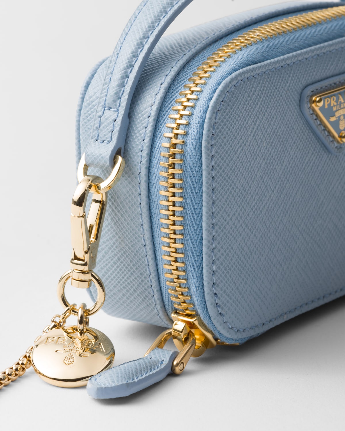 Light Blue Saffiano Leather Mini-pouch | PRADA