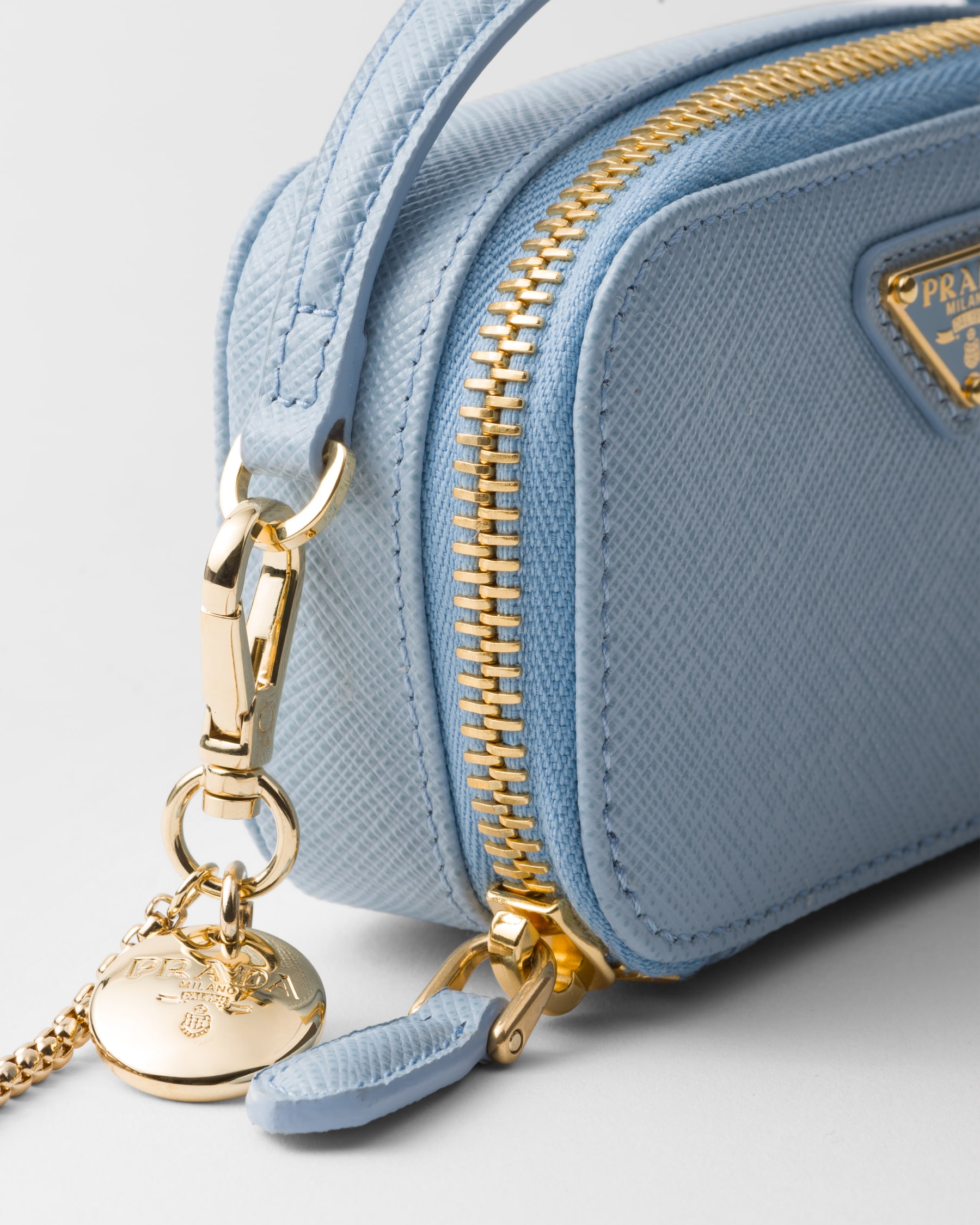Light Blue Saffiano Leather Mini-pouch | PRADA