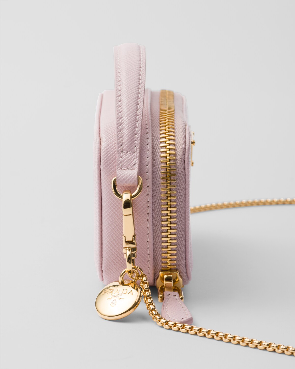 Alabaster Pink Saffiano Leather Mini-pouch | PRADA