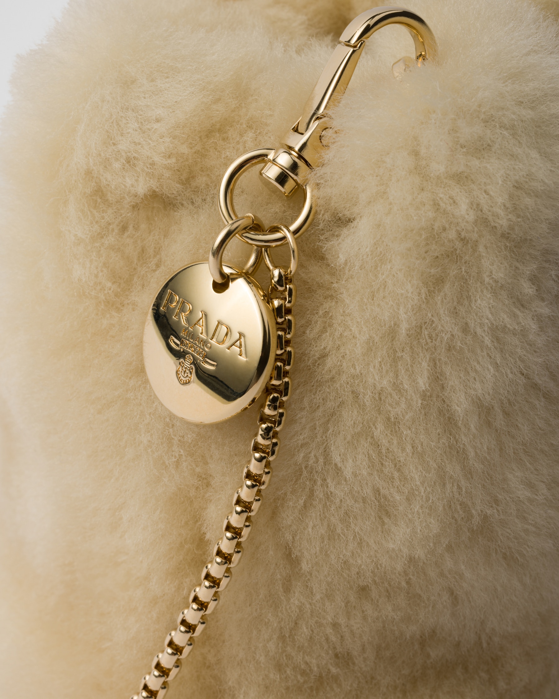 Ecru Sheepskin Mini Pouch | PRADA - United States