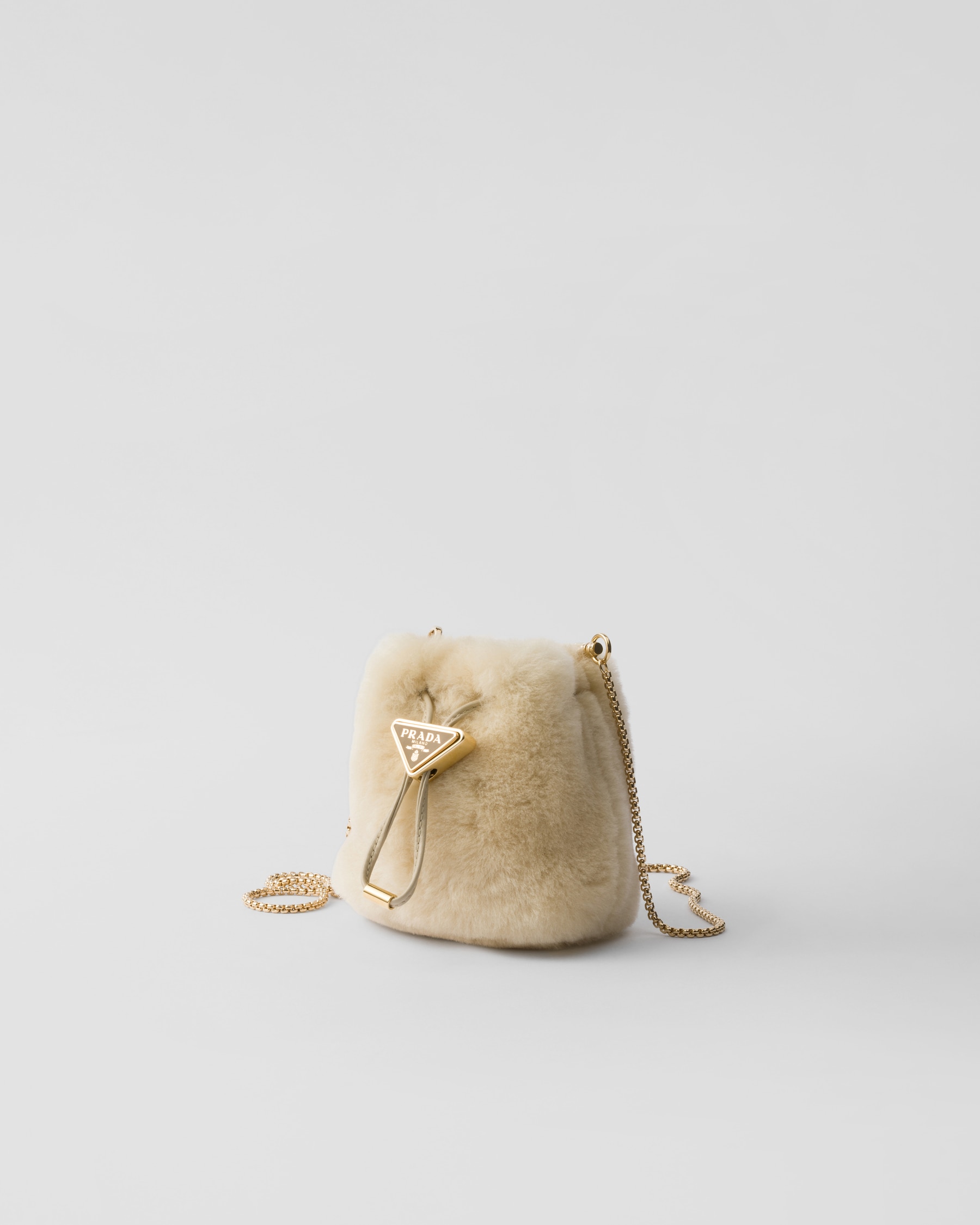 Ecru Sheepskin Mini Pouch | PRADA - United States