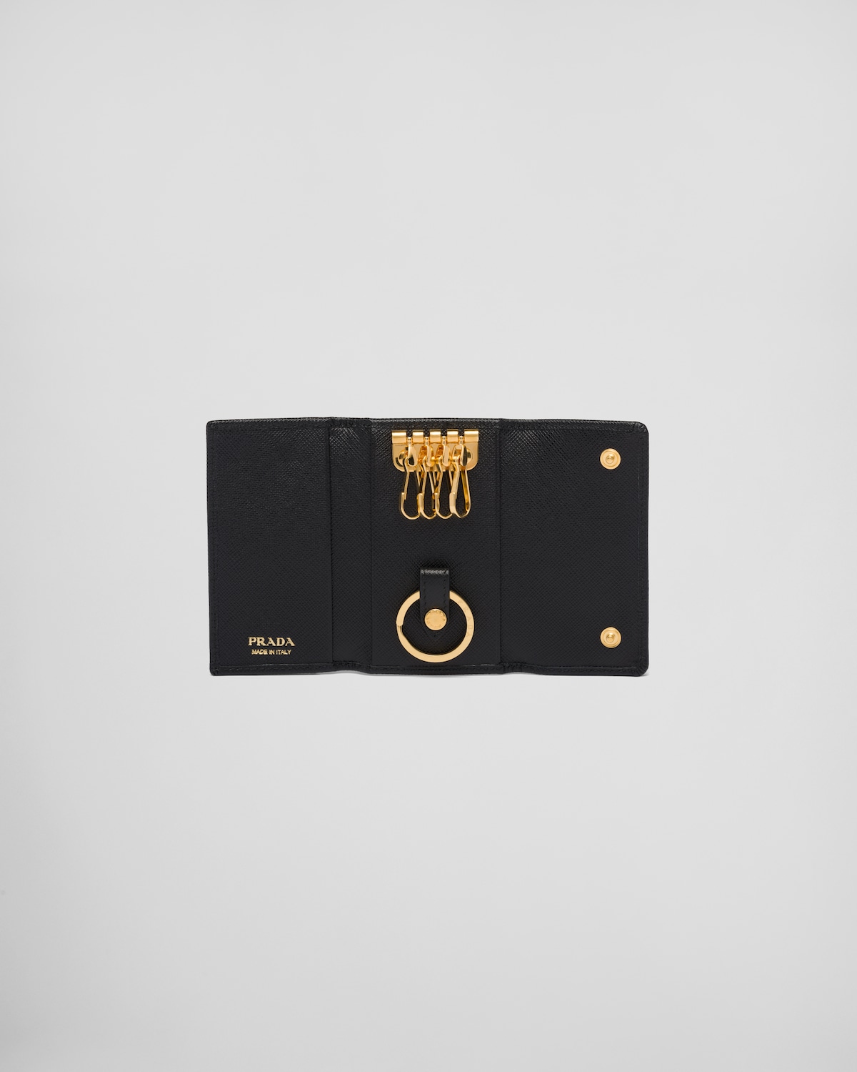 Black Saffiano Leather Keychain | PRADA