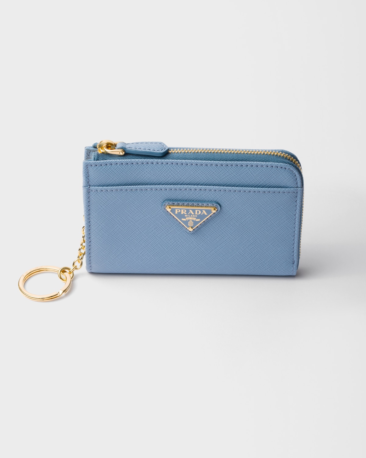 Astral Blue Saffiano Leather Keychain | PRADA