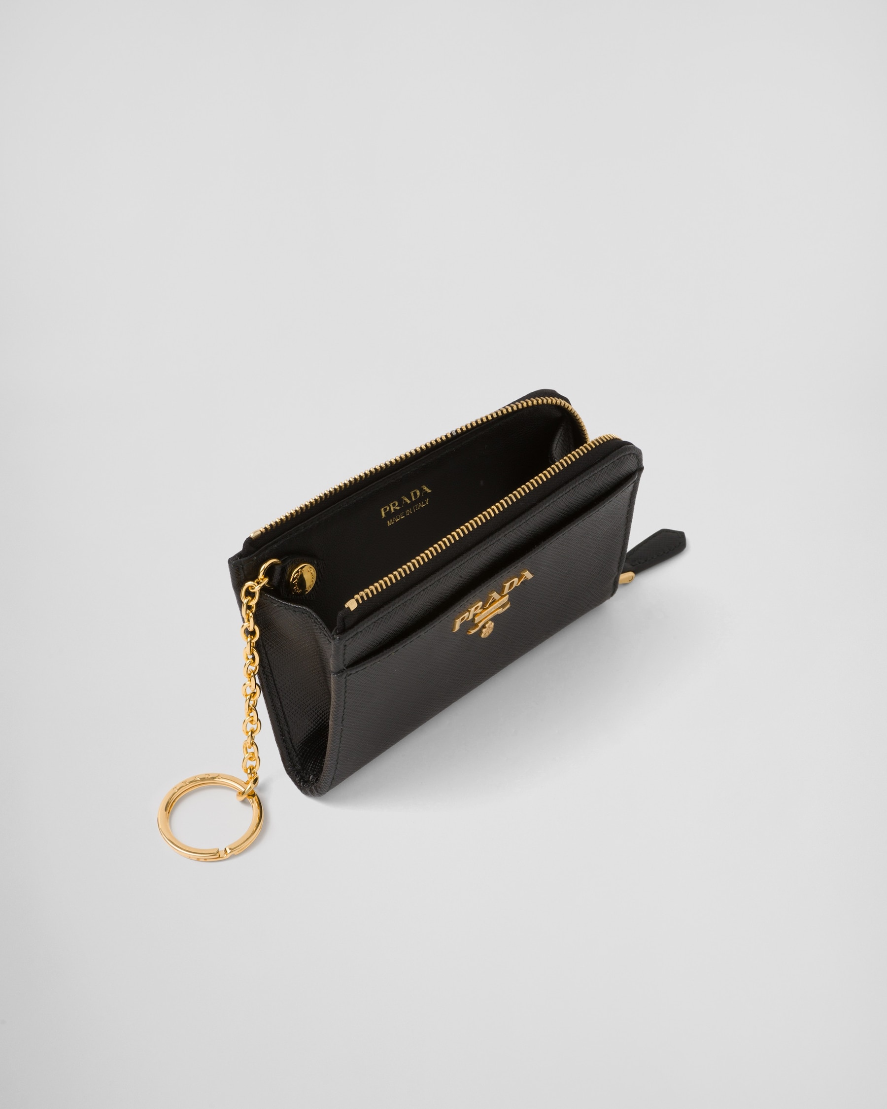 Black Saffiano Leather Keychain | PRADA