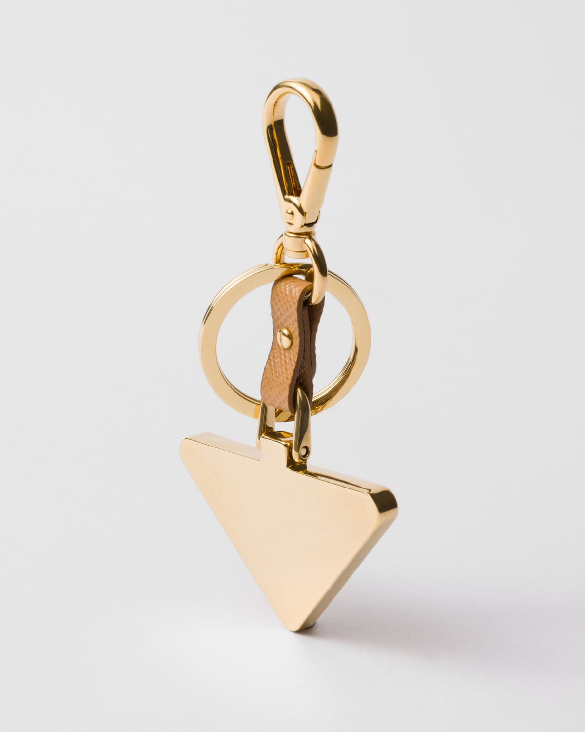 Natural Saffiano Leather And Metal Keychain | PRADA