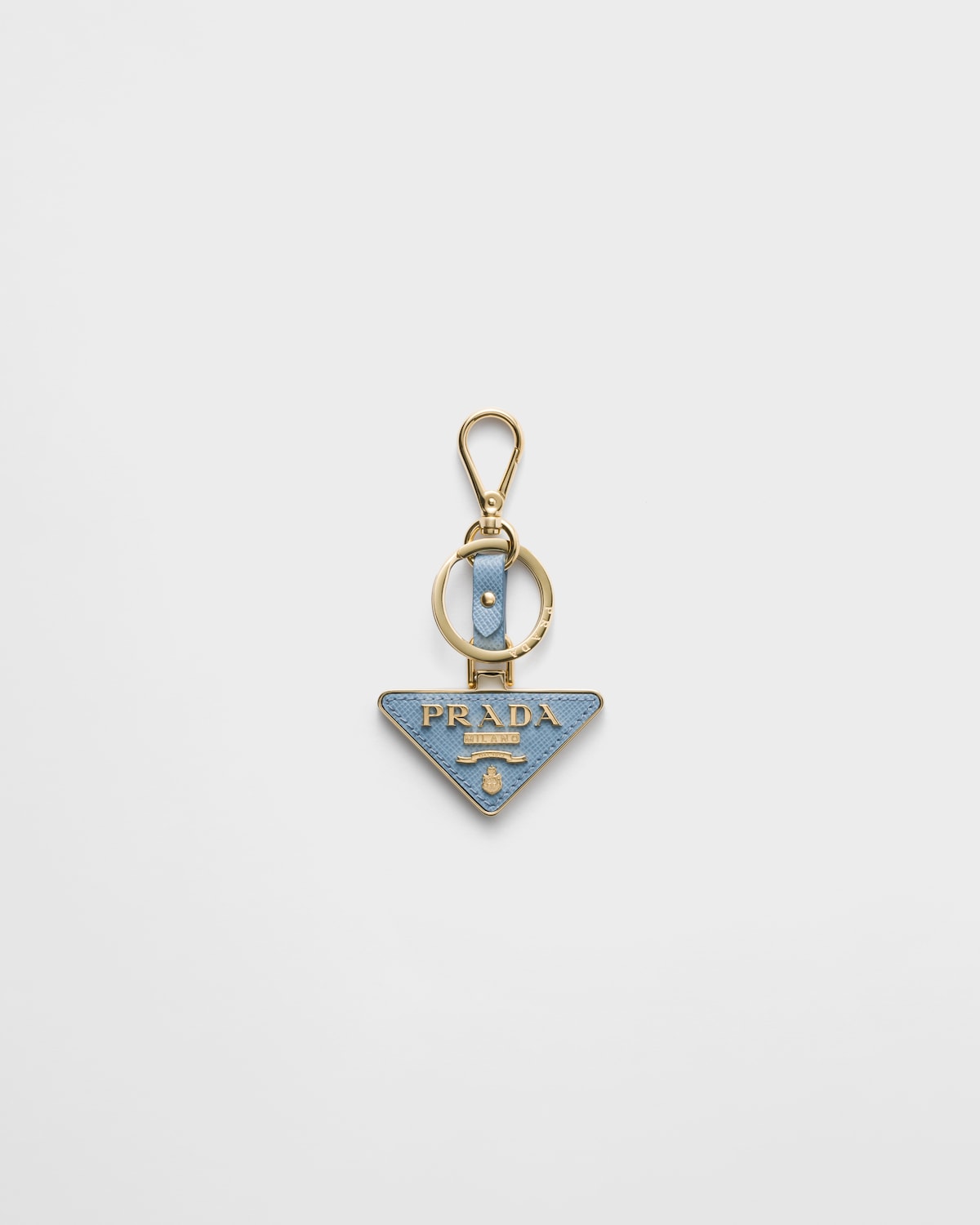 Astral Blue Saffiano Leather And Metal Keychain | PRADA