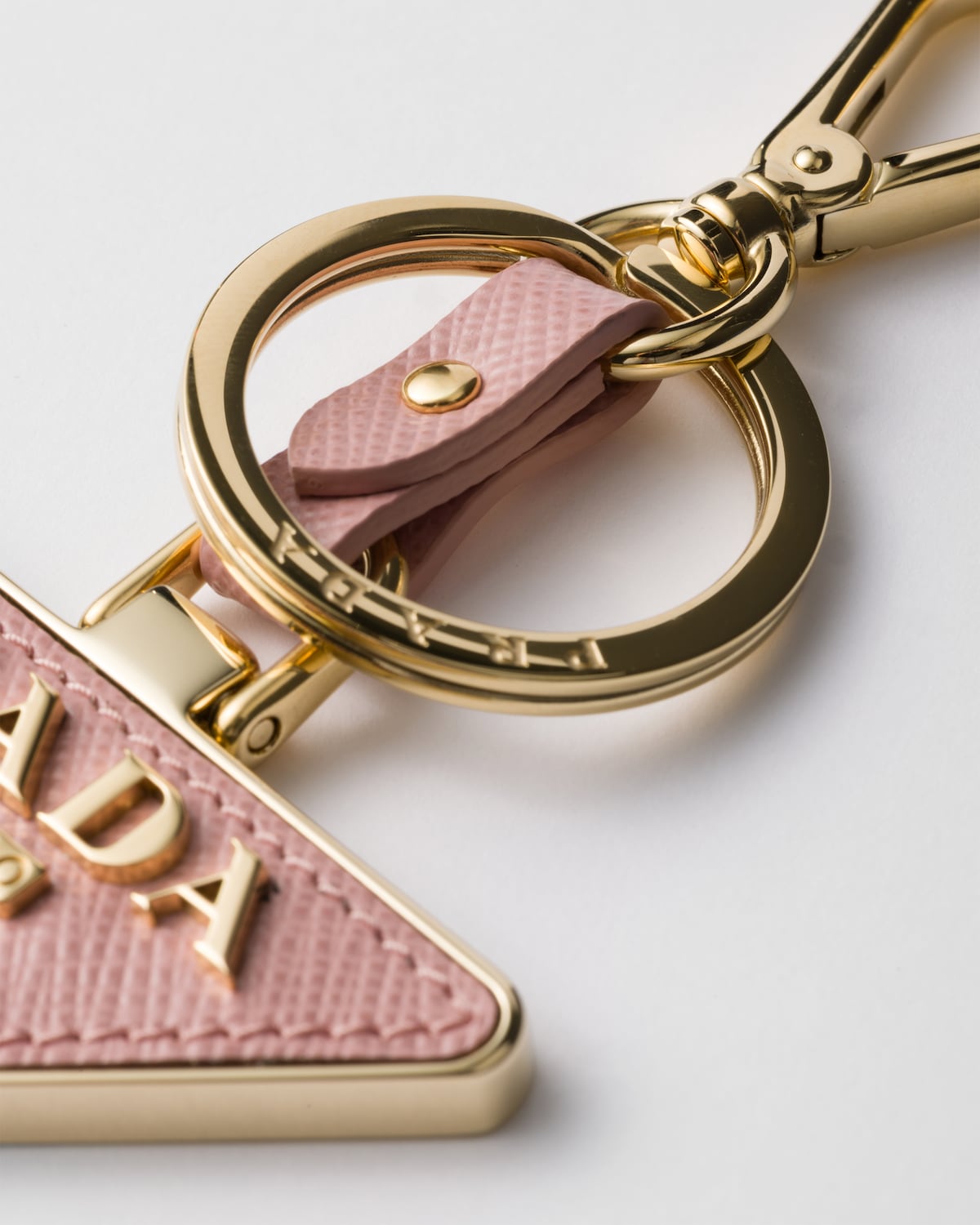 Peach Saffiano Leather And Metal Keychain | PRADA