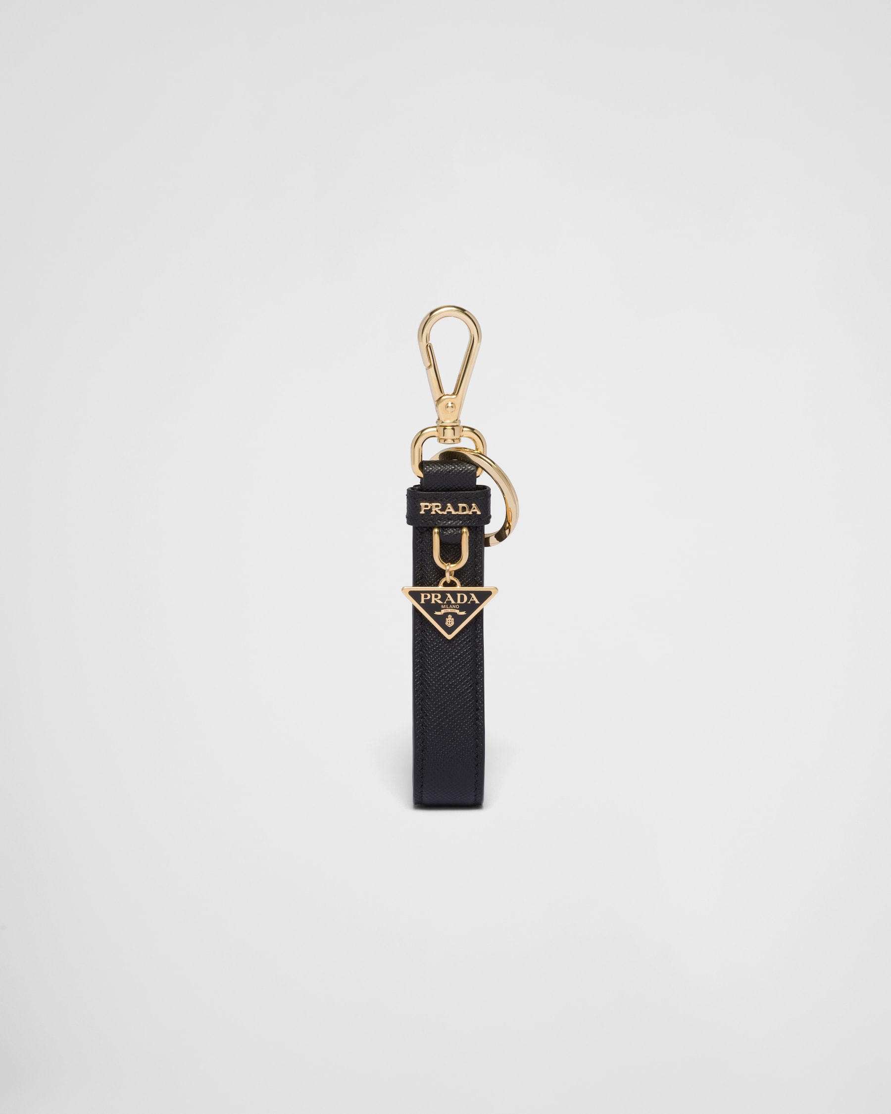 Black Saffiano Leather Keychain | PRADA