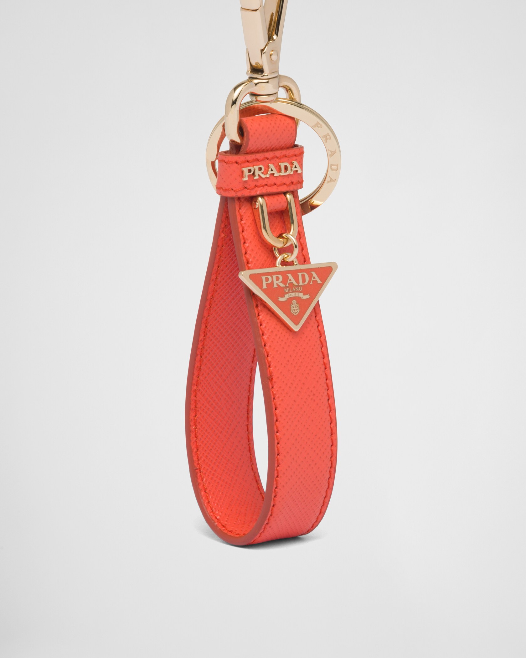 Orange Saffiano Leather Keychain | PRADA