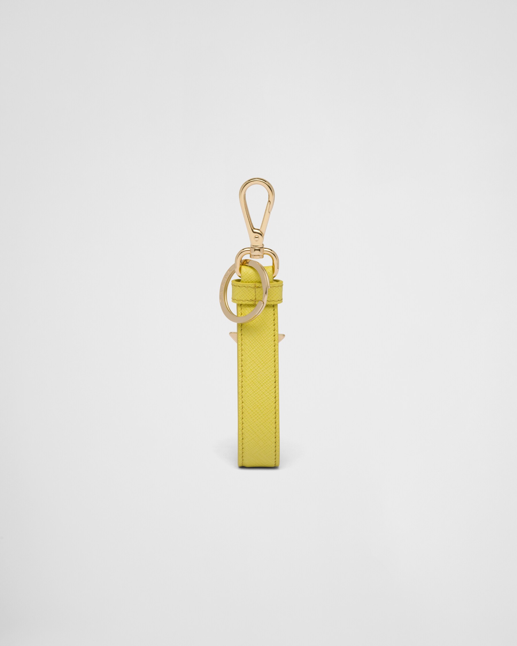 Citron Yellow Saffiano Leather Keychain | PRADA