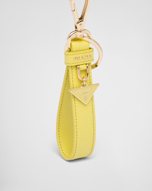 Citron Yellow Saffiano Leather Keychain | PRADA