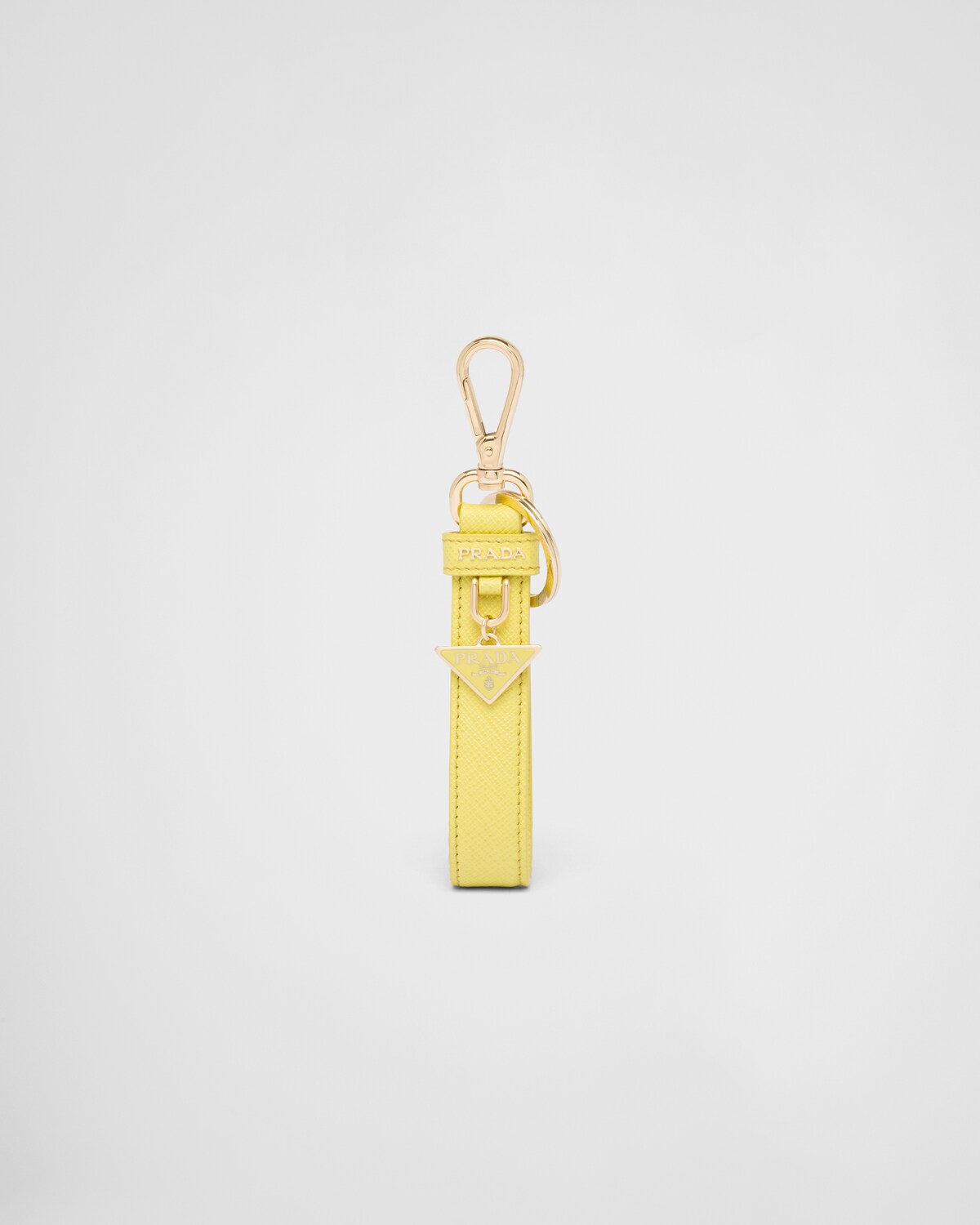 Citron Yellow Saffiano Leather Keychain | PRADA