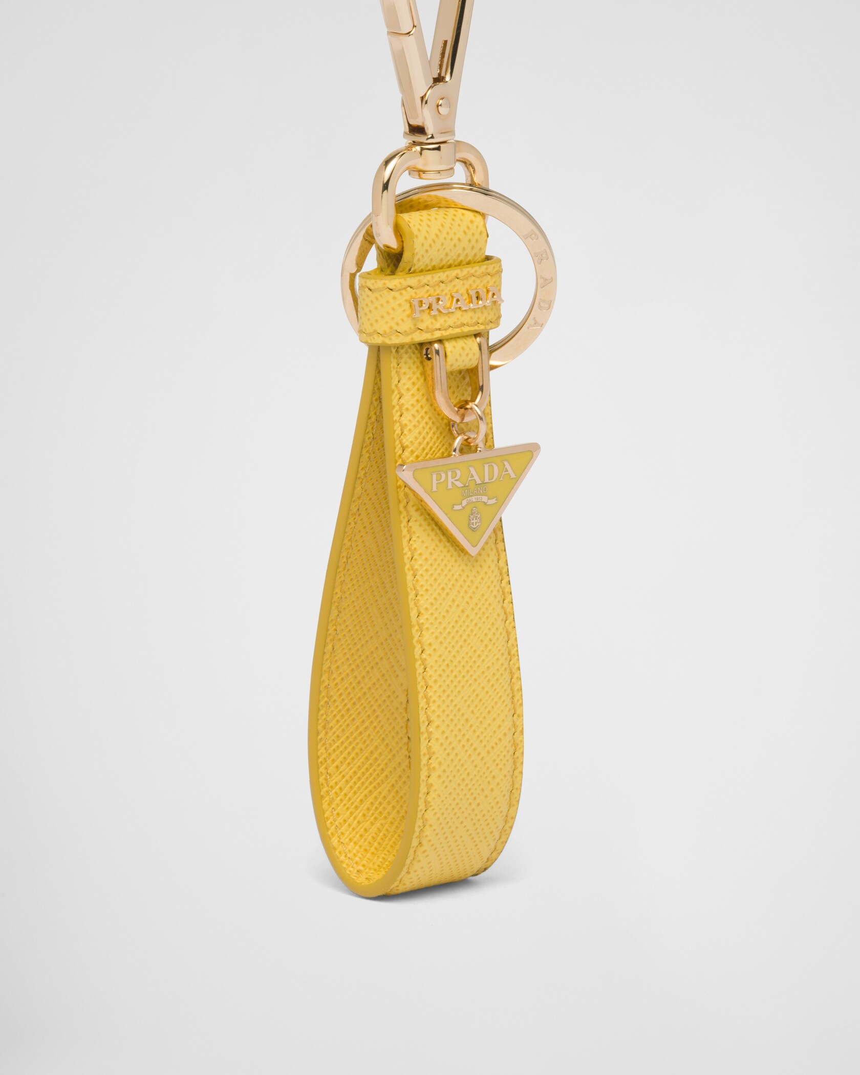 Sunny Yellow Saffiano Leather Keychain | PRADA