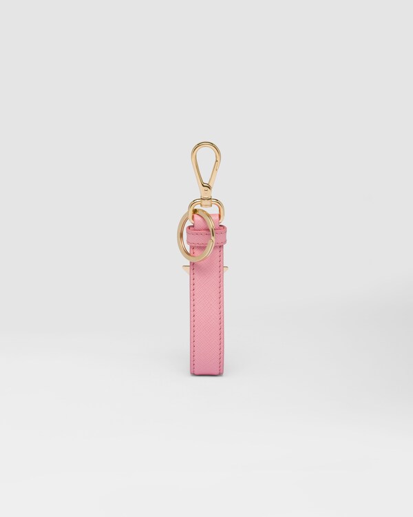 Petal Pink Saffiano Leather Keychain | PRADA
