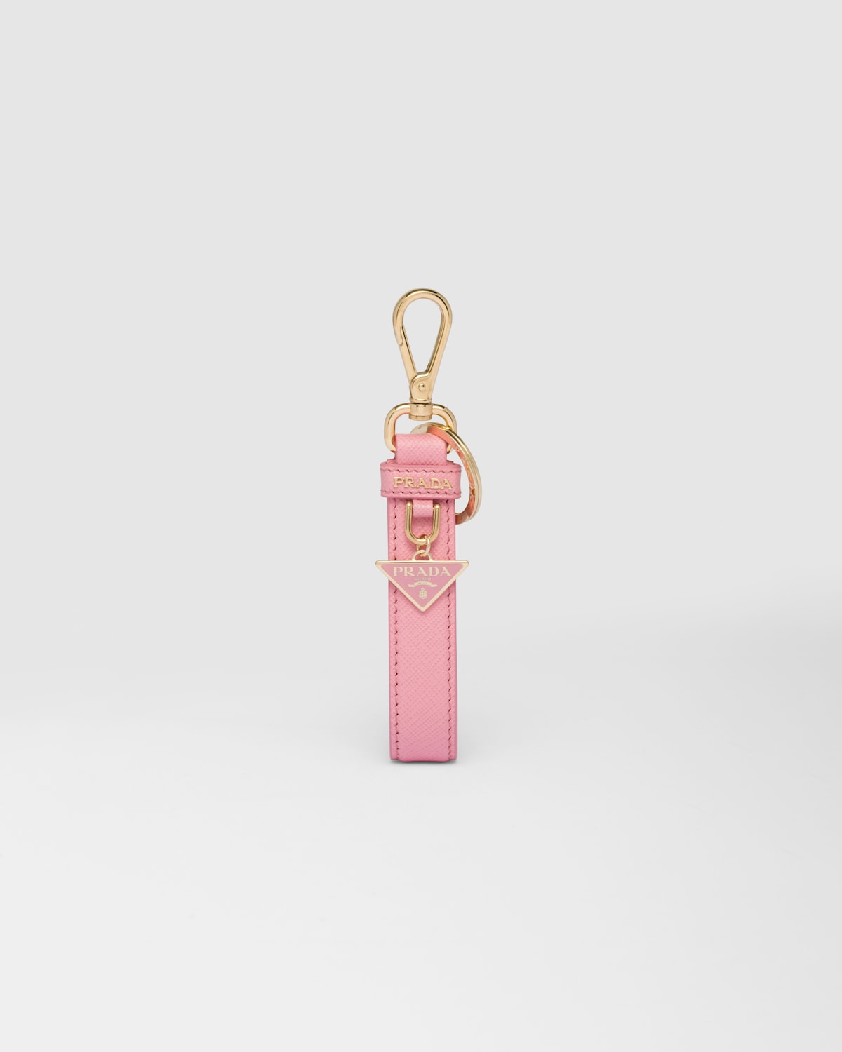 Petal Pink Saffiano Leather Keychain | PRADA