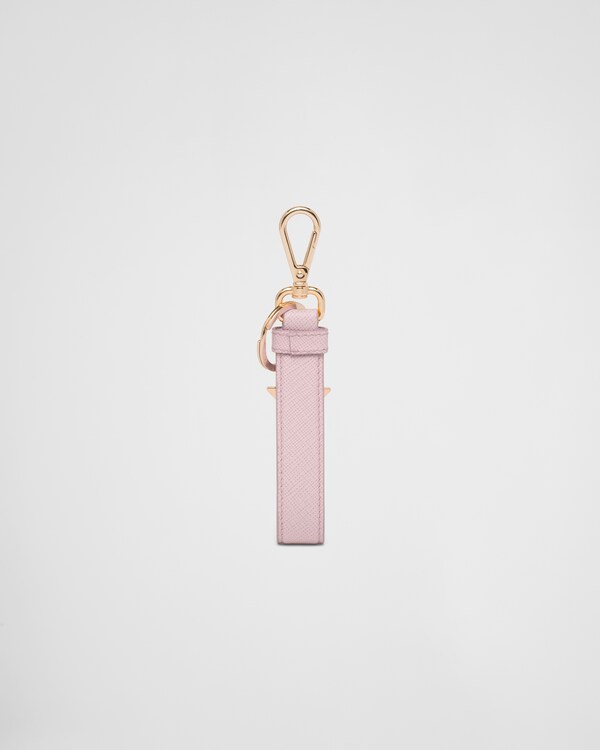 Alabaster Pink Saffiano Leather Keychain | PRADA