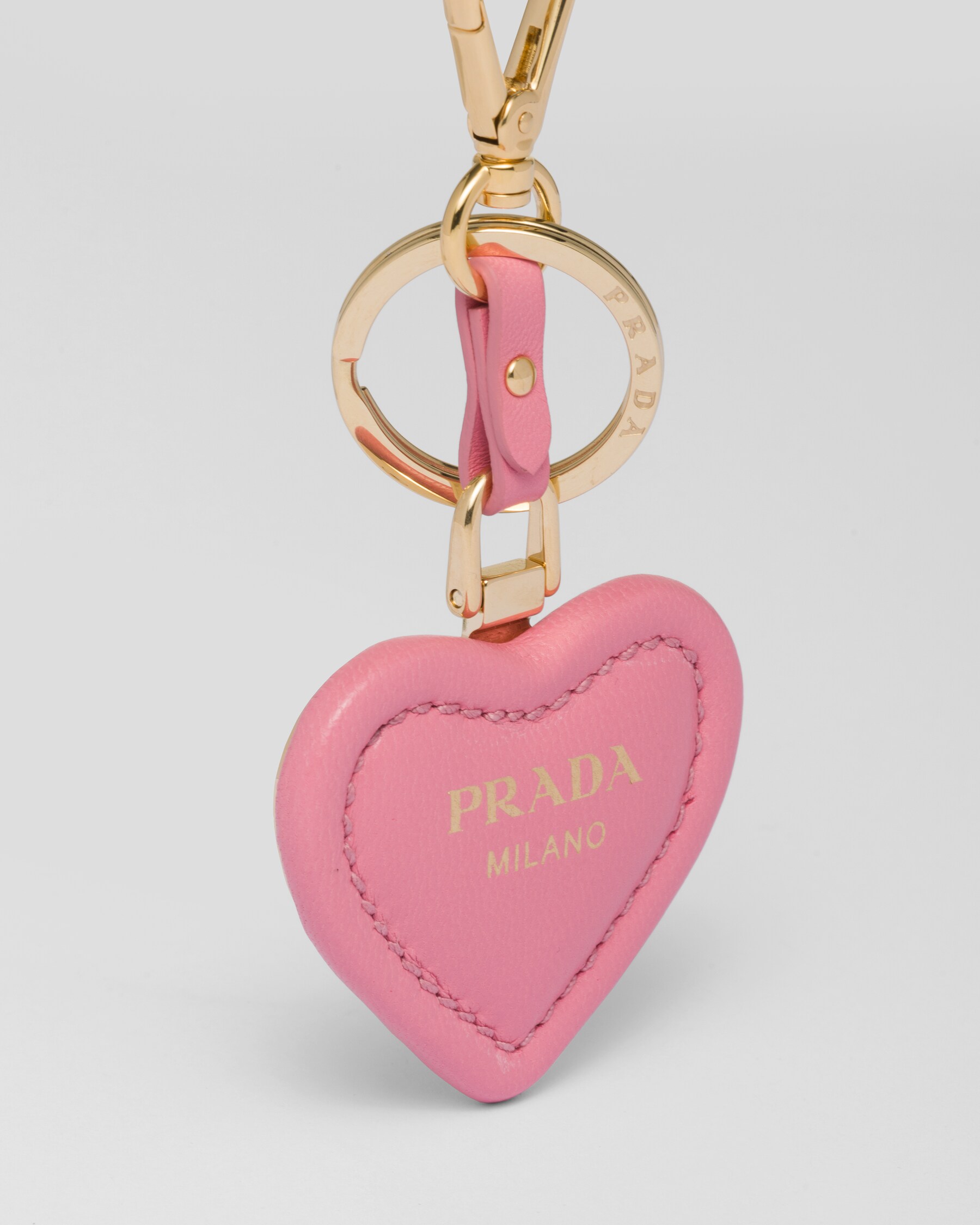 Geranium Pink Nappa Leather Key Ring | PRADA