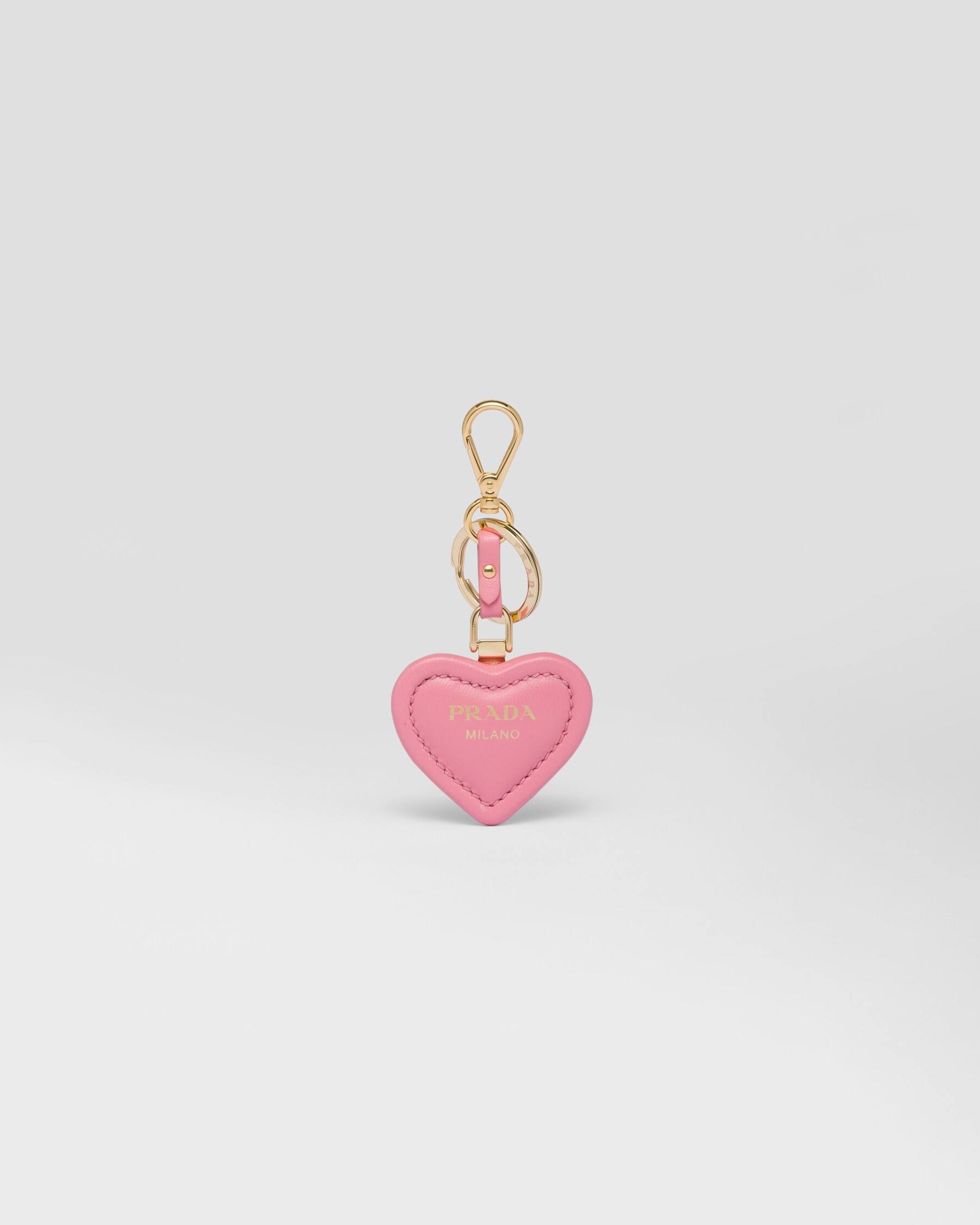 Geranium Pink Nappa Leather Key Ring | PRADA