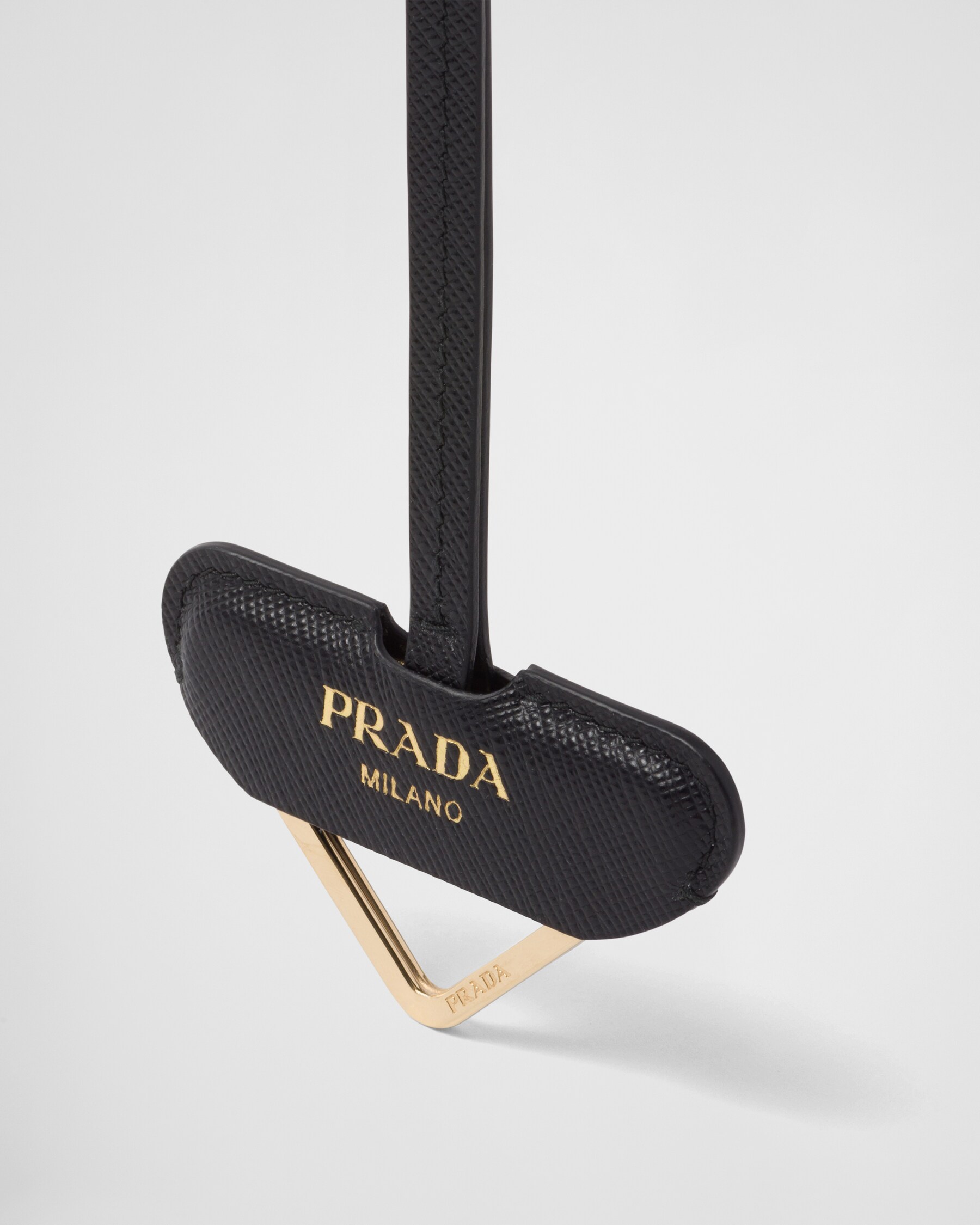 Black Saffiano Leather And Metal Keychain | PRADA