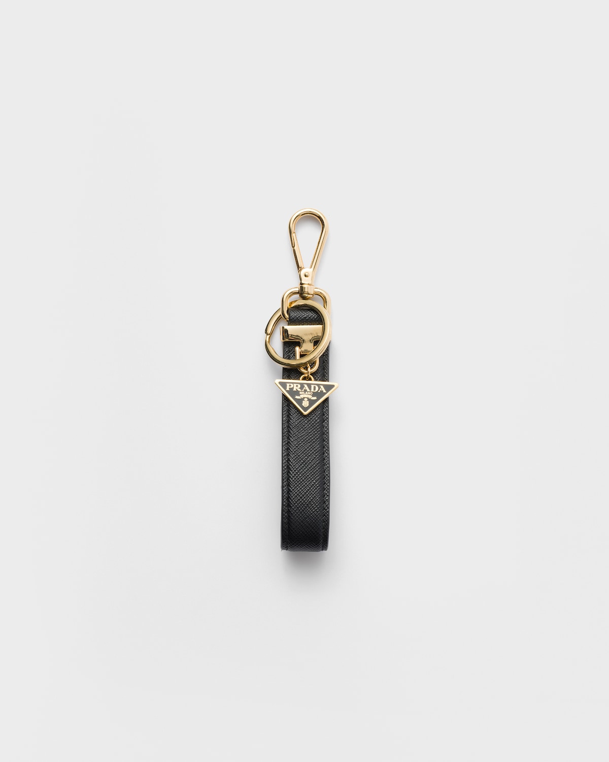 Black Saffiano Leather Key Ring | PRADA