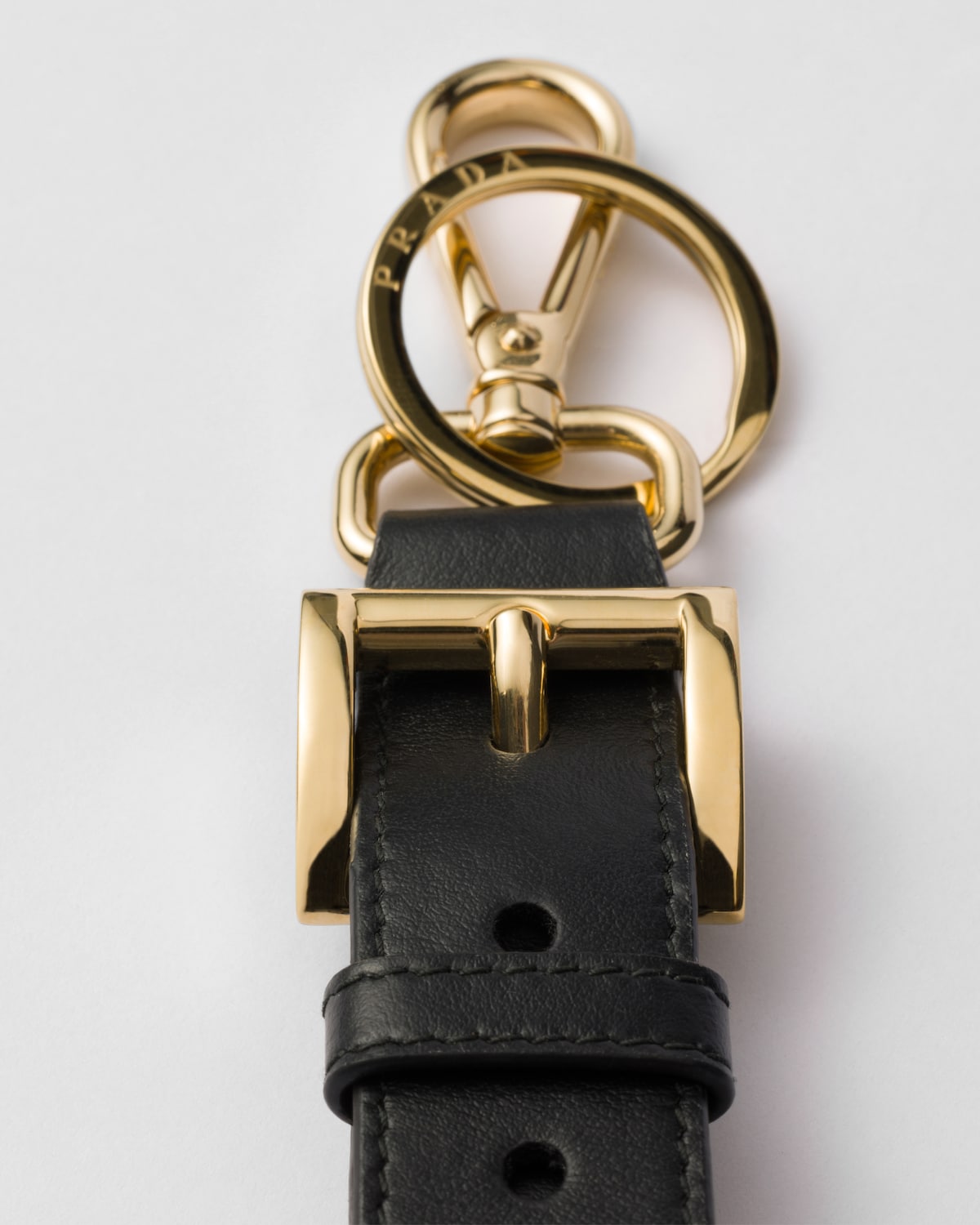 Black Leather Key Ring | PRADA