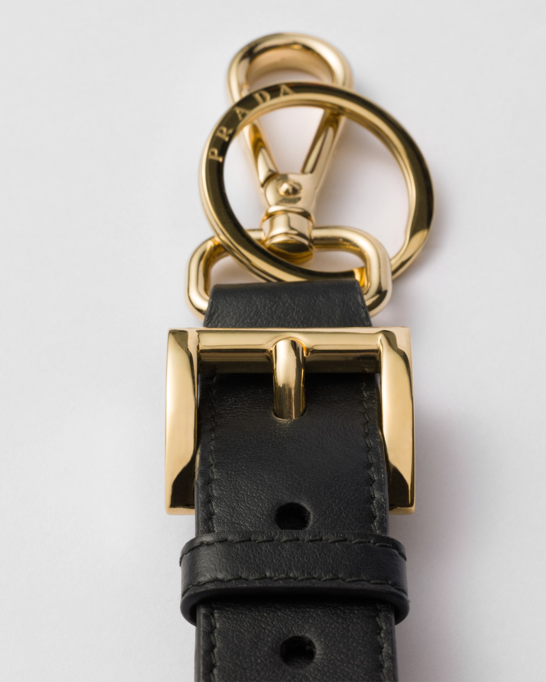 Black Leather Key Ring | PRADA