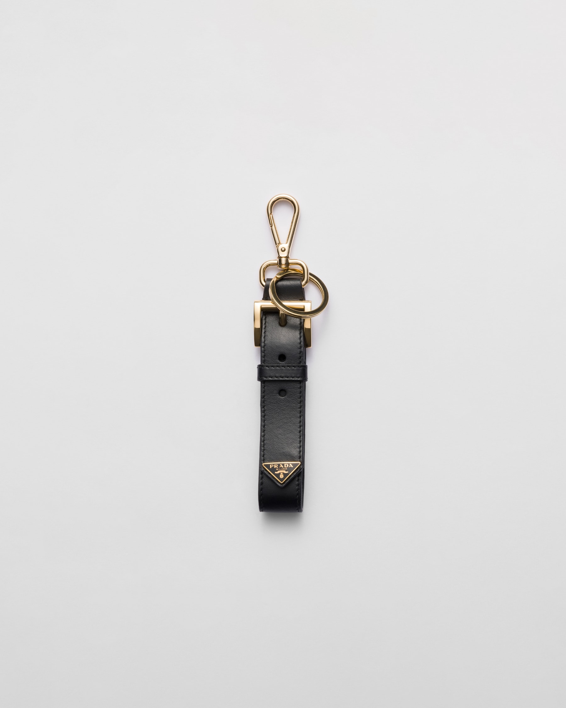 Black Leather Key Ring | PRADA