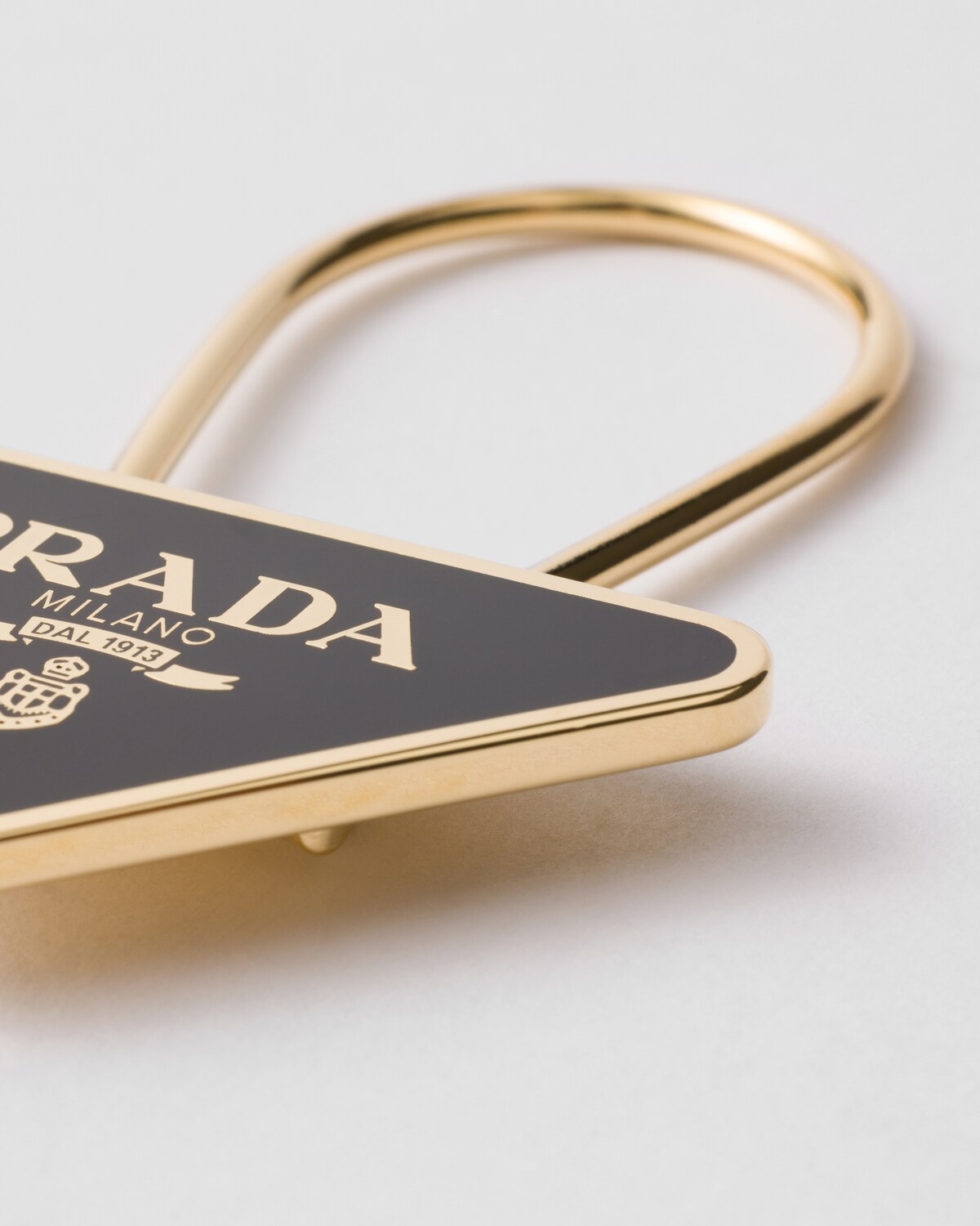 Gold/black Enameled Metal Key Ring | PRADA