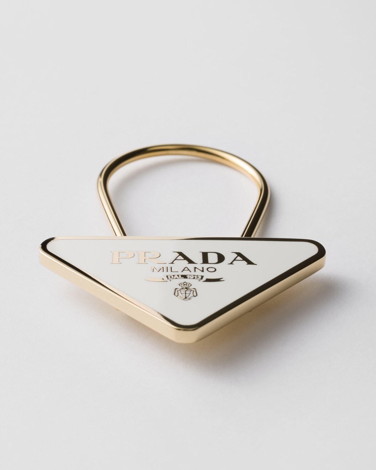 Gold/white Enameled Metal Key Ring | PRADA