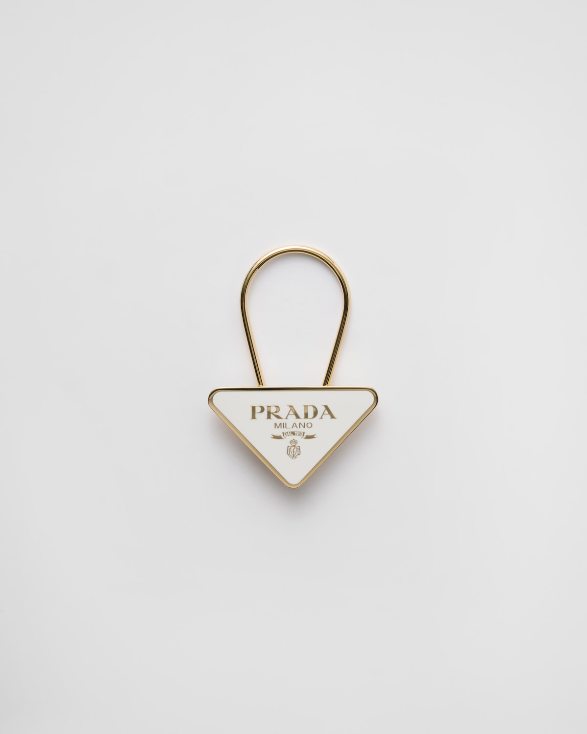 Gold/white Enameled Metal Key Ring | PRADA