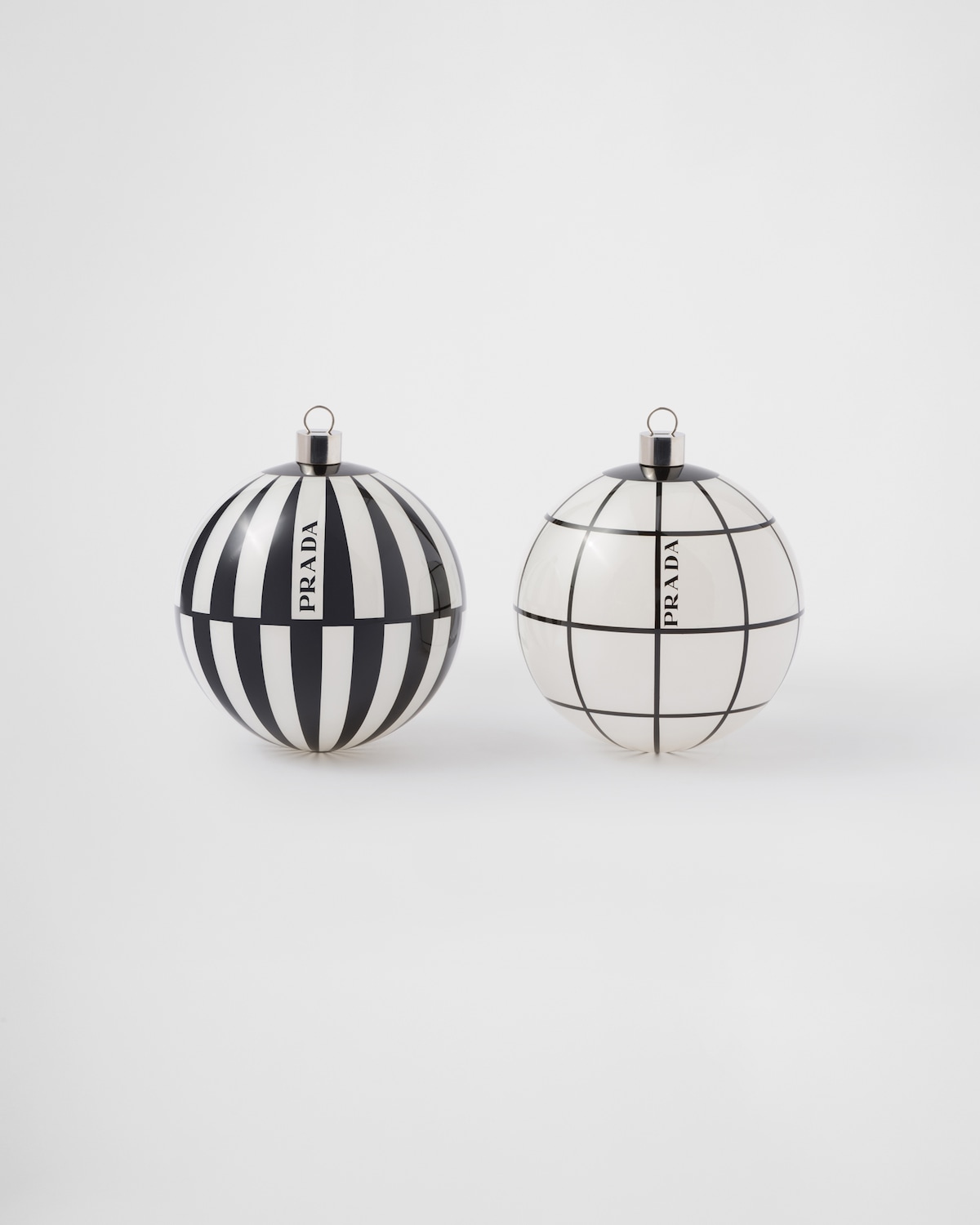 White/black Glass Christmas Ornament Set | PRADA