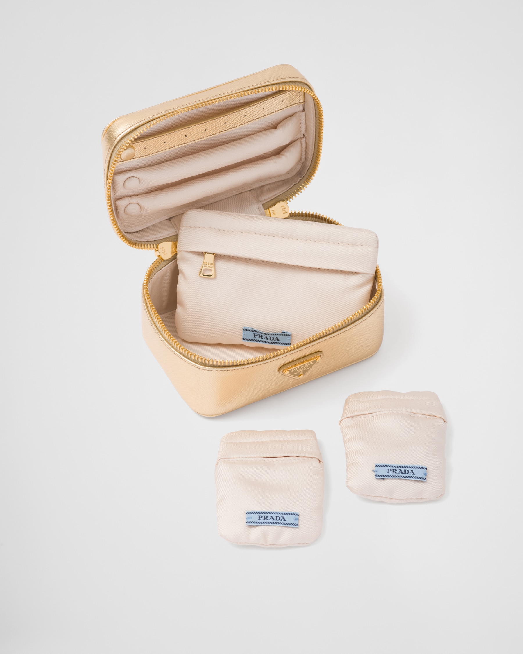 Platinum Saffiano Leather Beauty Case | PRADA