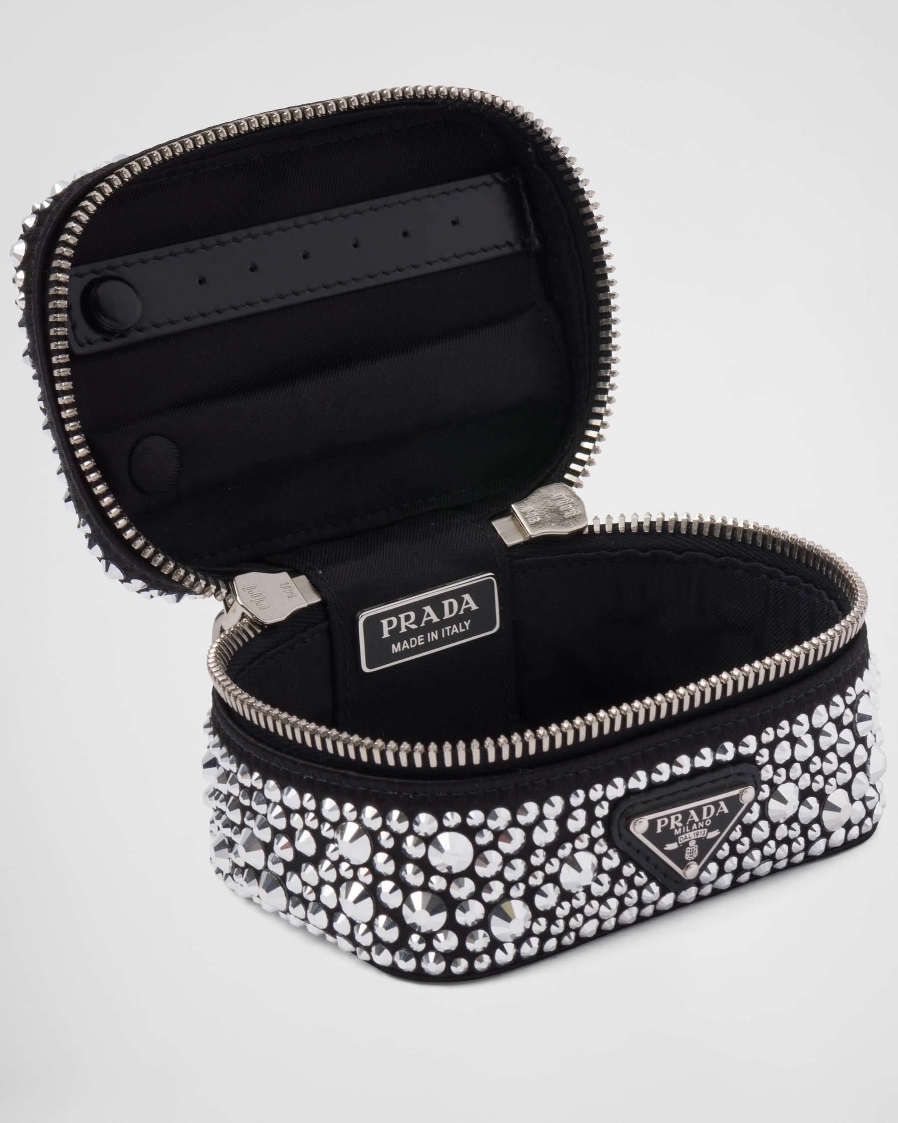 Metal Satin Jewelry Beauty Case With Crystals | PRADA