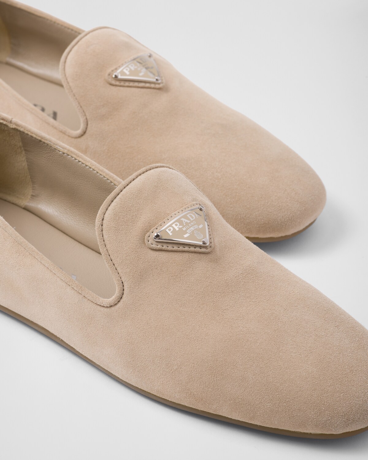 Desert Beige Suede Loafers | PRADA