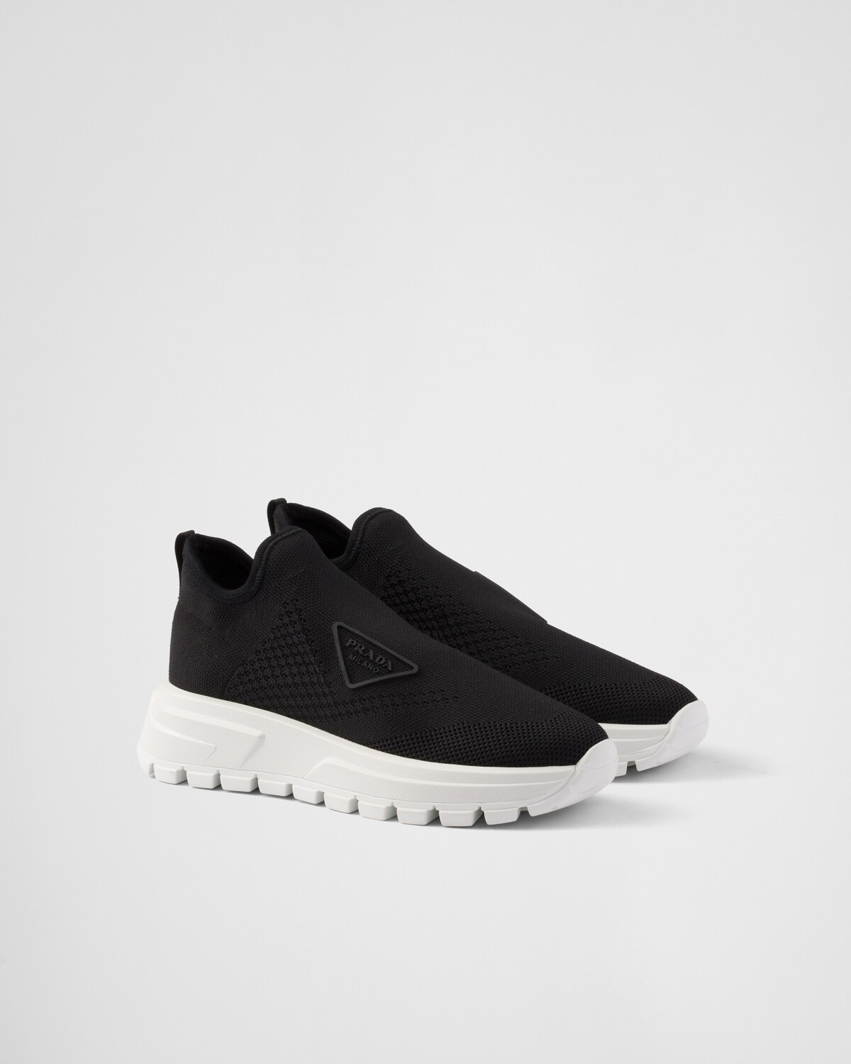 Black Stretch Knit Sock Sneakers | PRADA