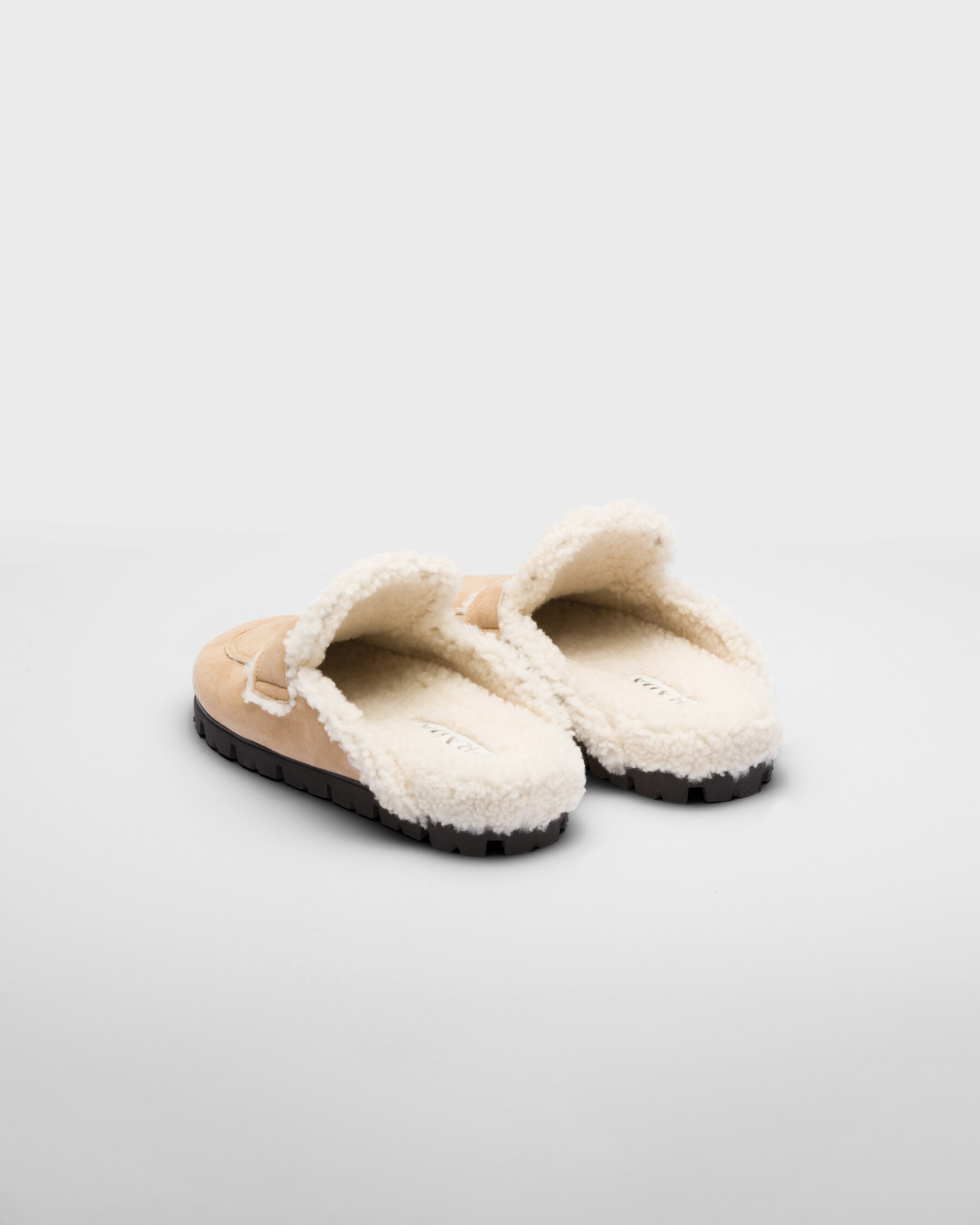Ecru Shearling Slippers | PRADA