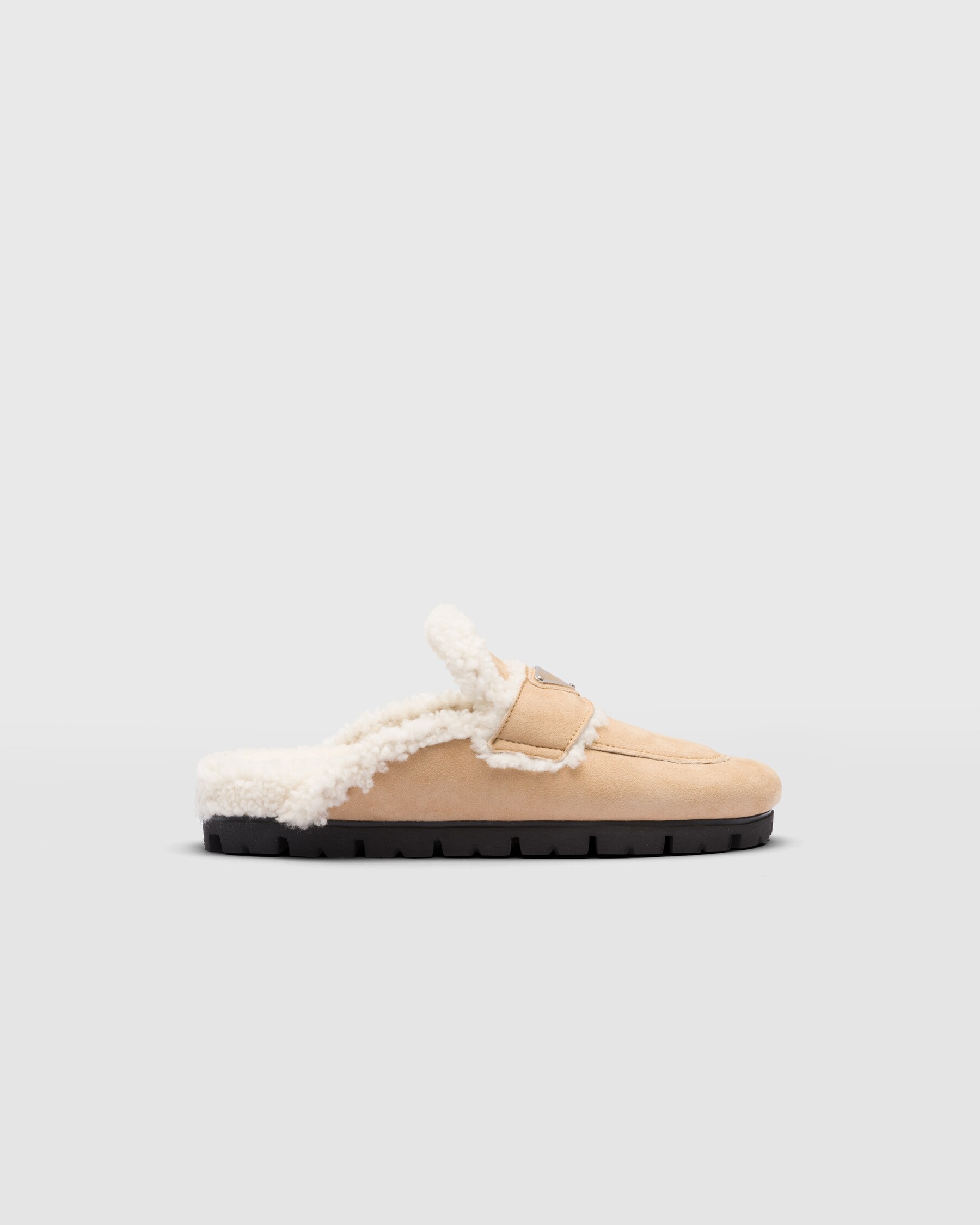 Ecru Shearling Slippers | PRADA