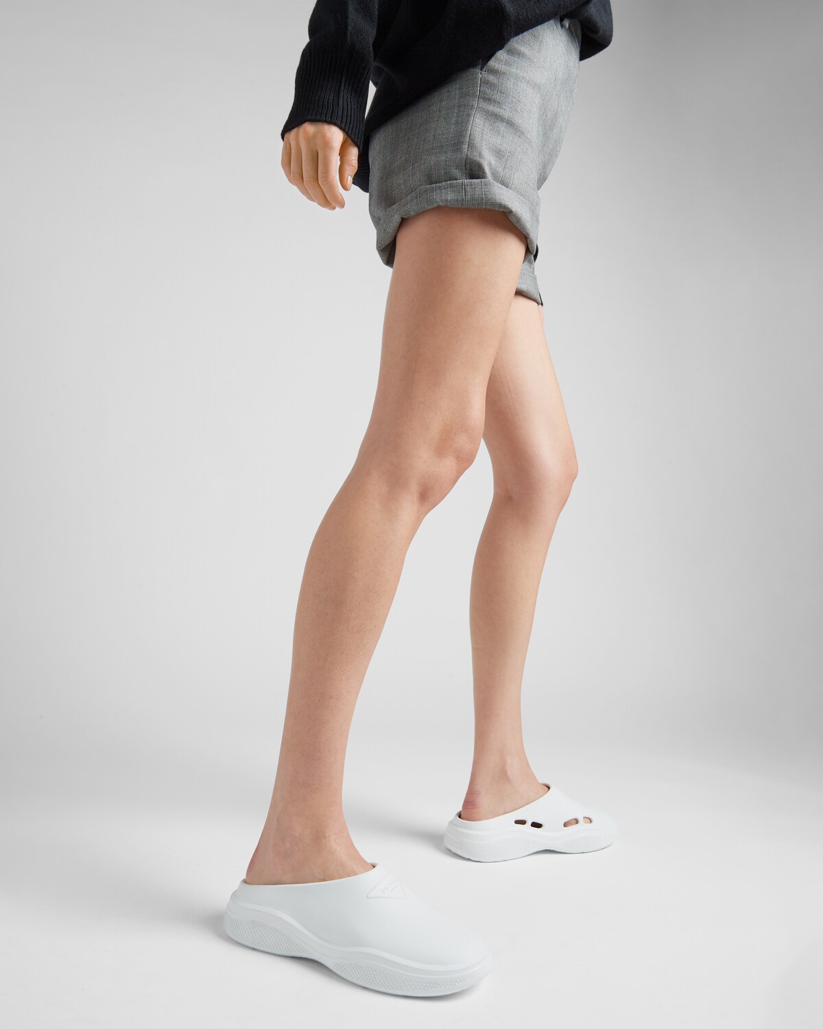 White Foam Rubber Mules | PRADA