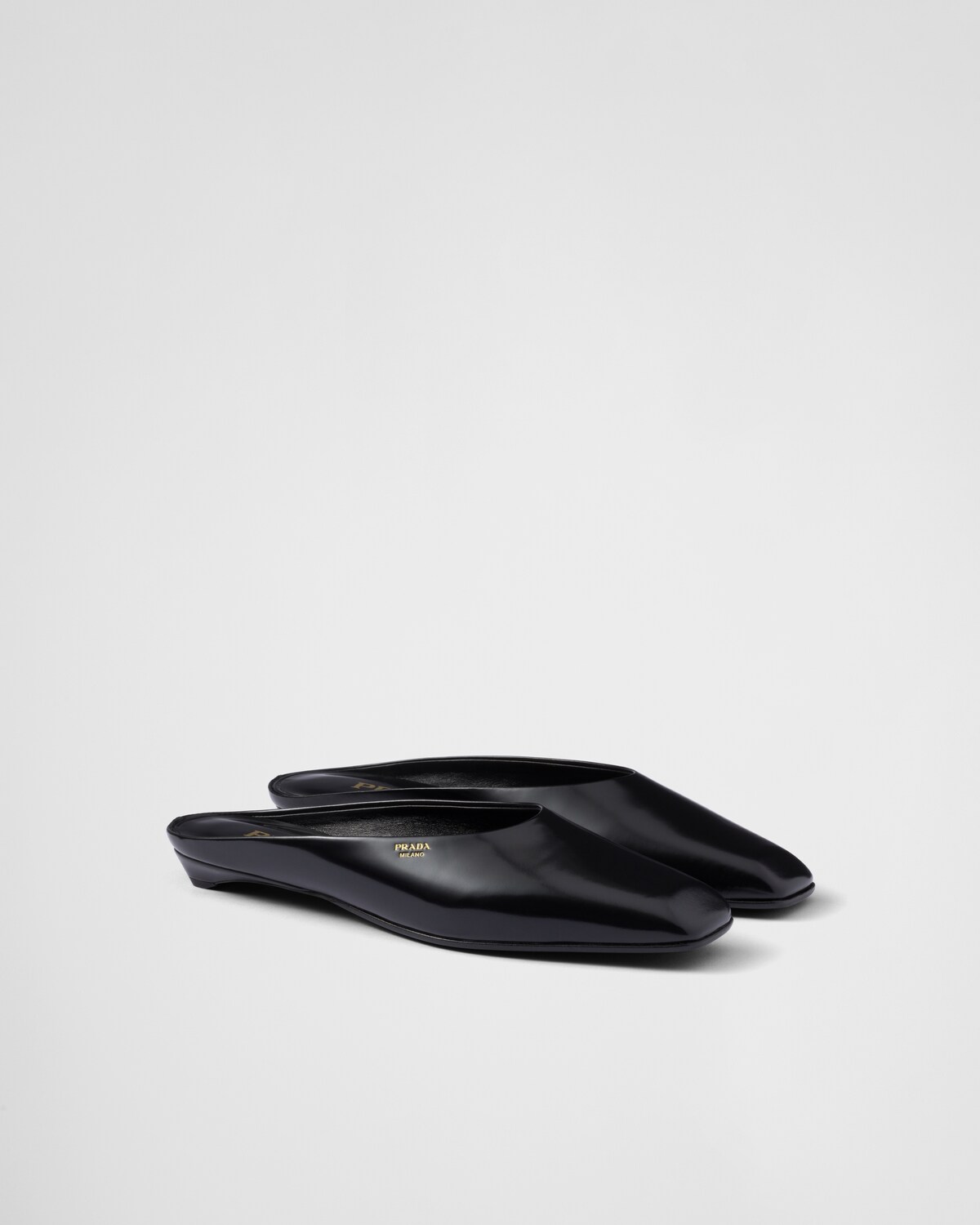 Black Brushed Leather Mules | PRADA